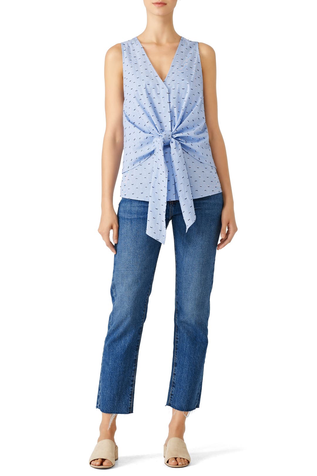 Blue Printed Tie Top by Derek Lam 10 Crosby | Rent the Runway