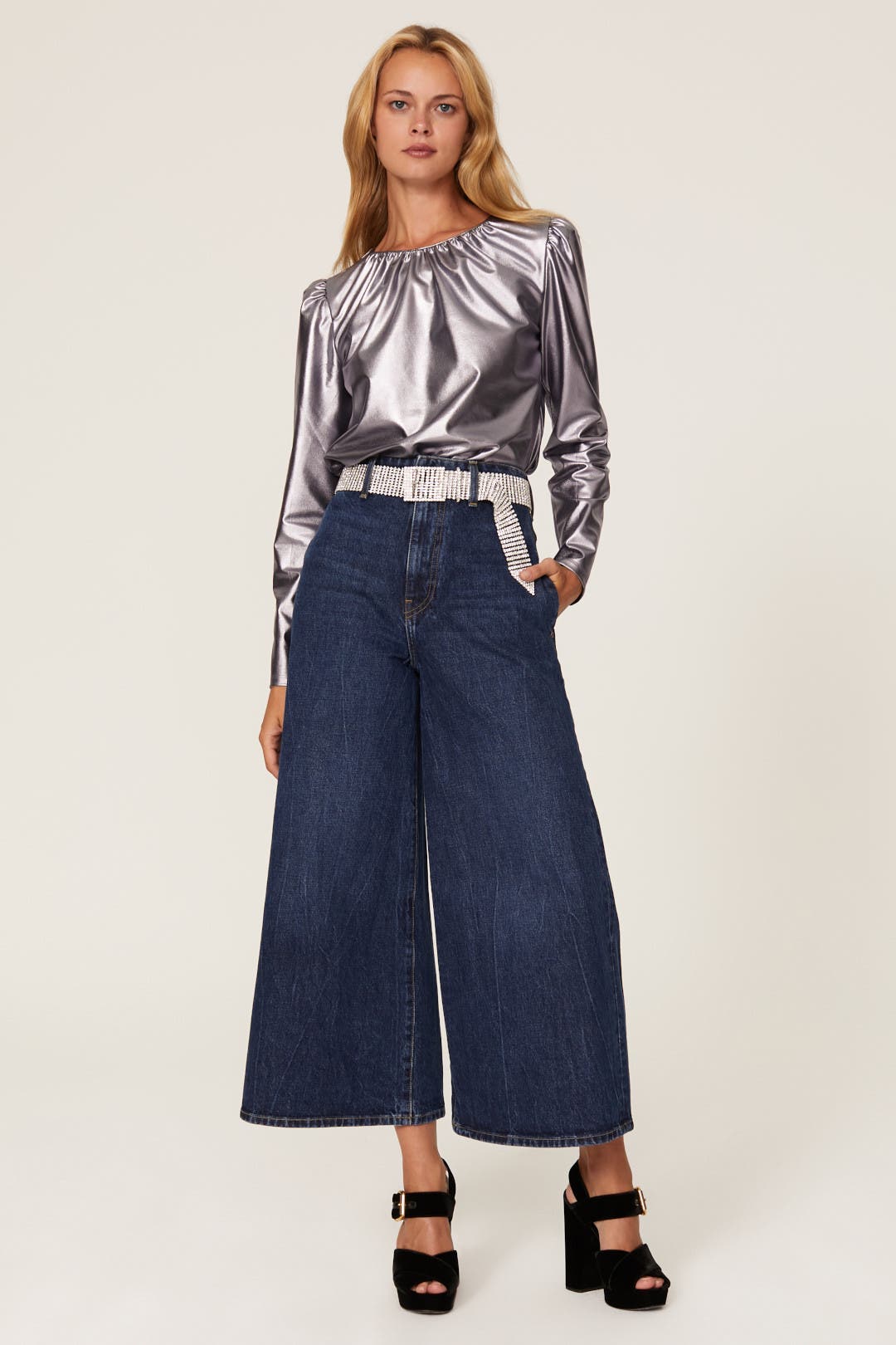Silver Pleated Top by Derek Lam 10 Crosby x RTR | Rent the Runway