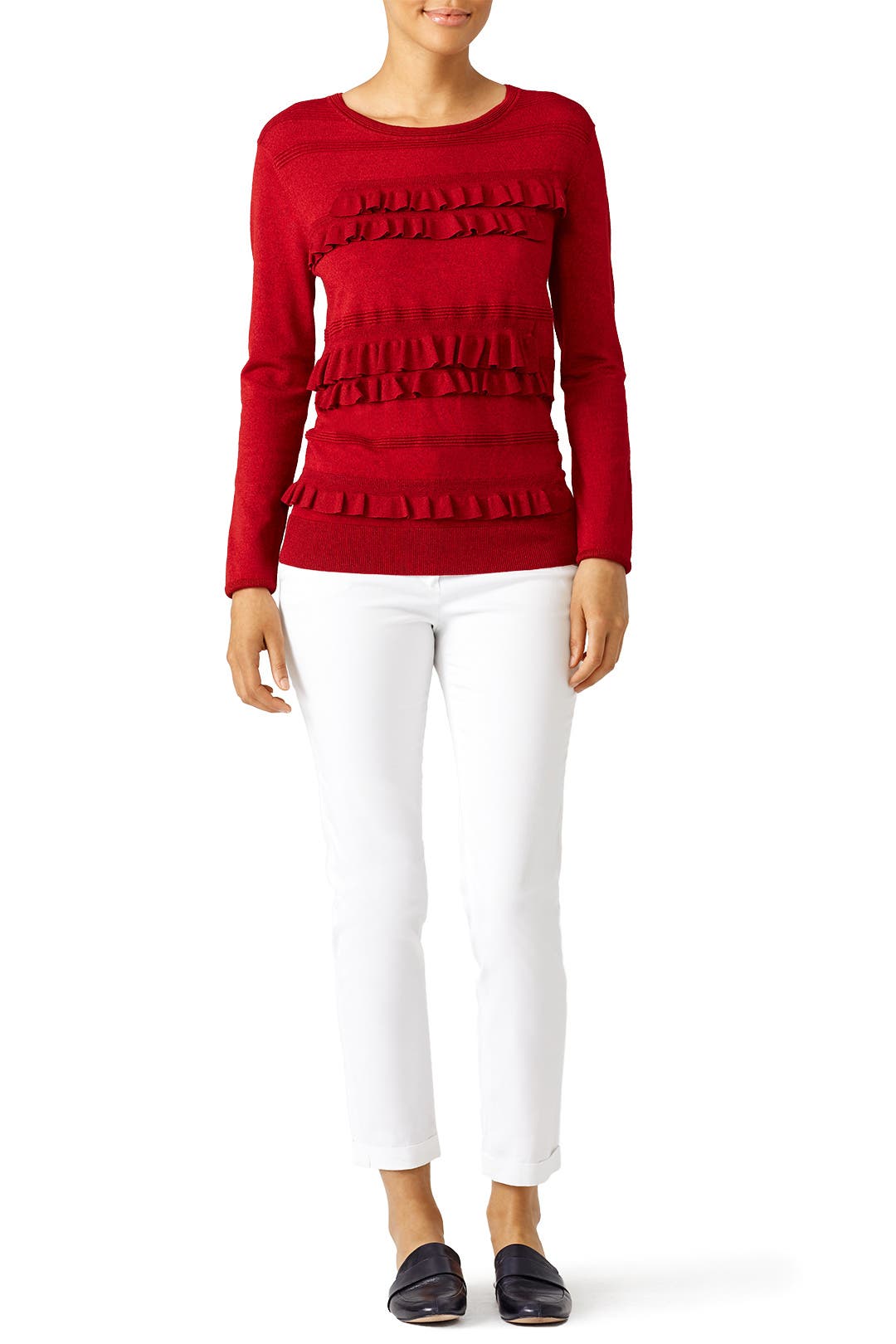 Ruby Red Bennie Ruffle Sweater by Diane von Furstenberg | Rent the Runway