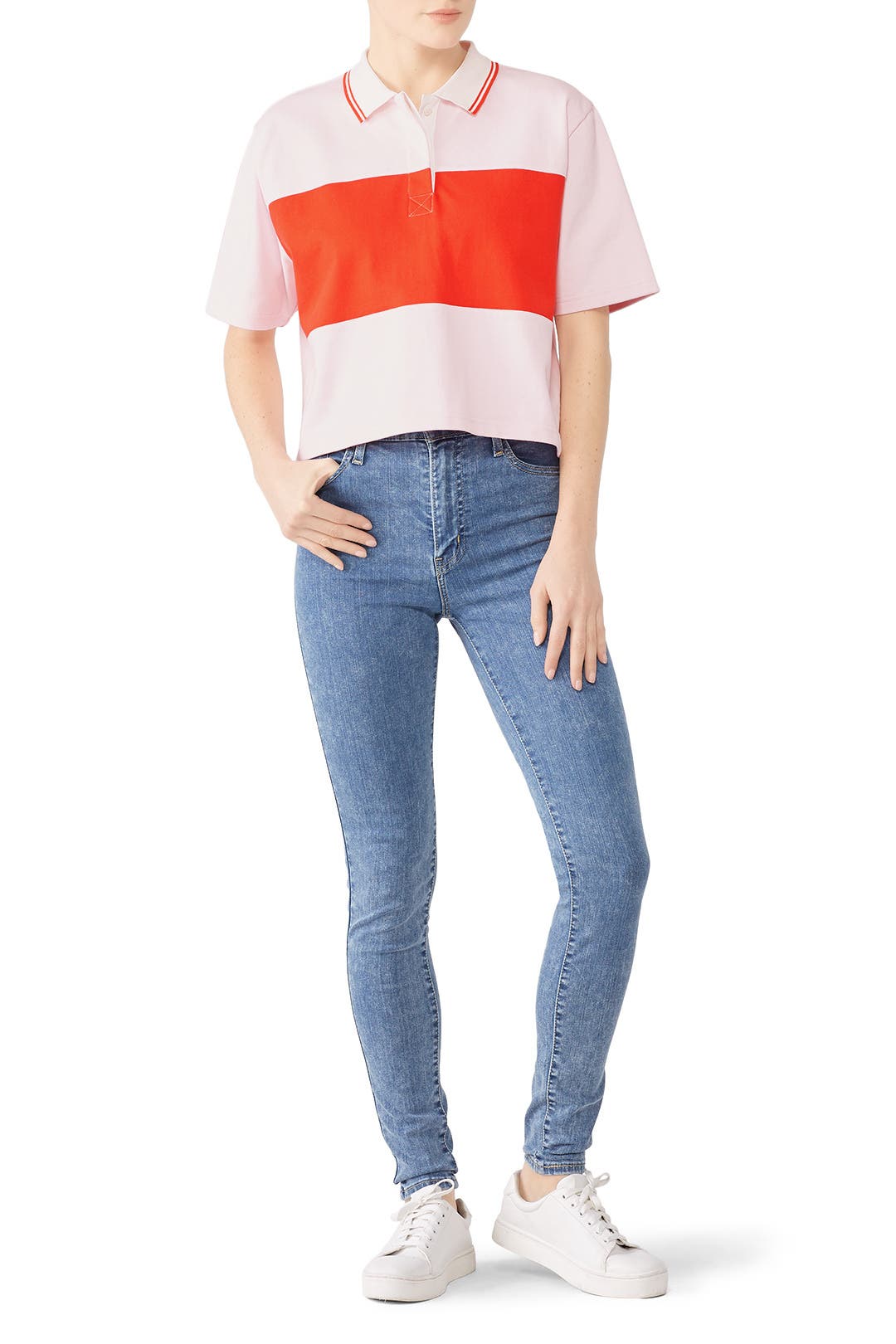 Colorblock Cropped Polo by Tory Sport | Rent the Runway