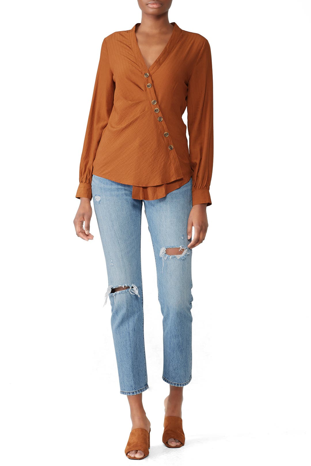 Caramel Cross Over Blouse by ASTR the Label | Rent the Runway