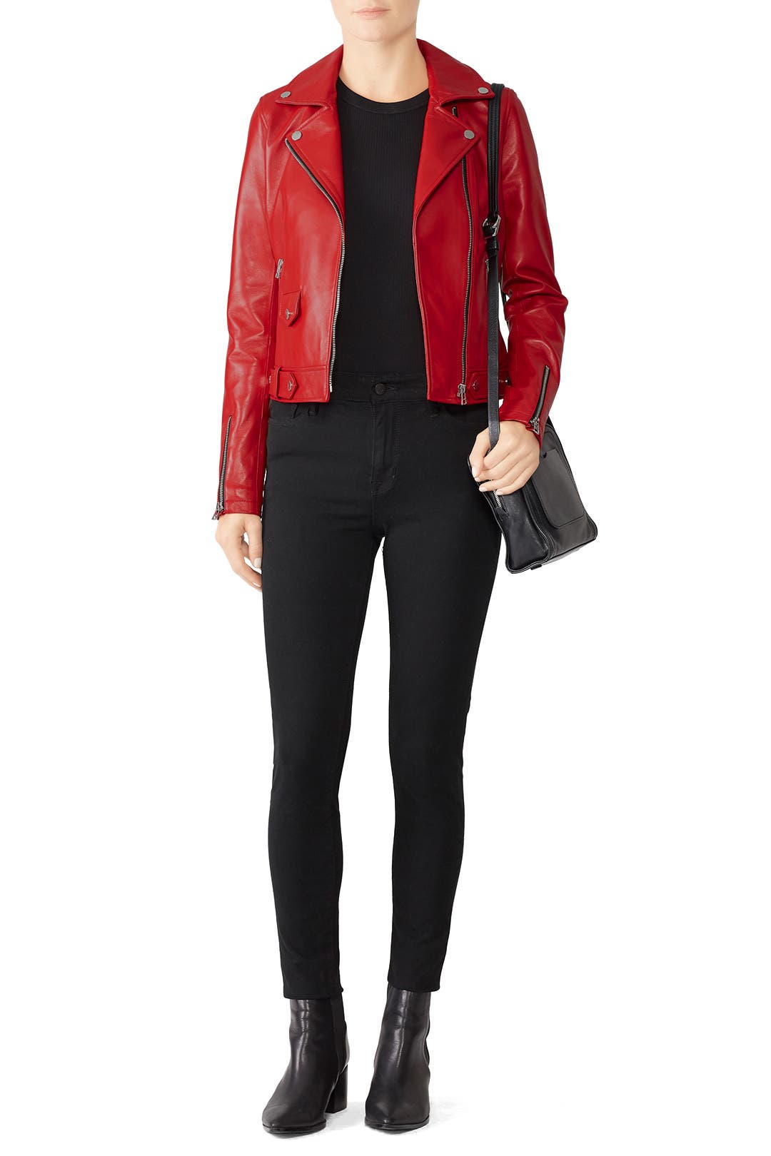 Red Leather Moto Jacket by Slate & Willow | Rent the Runway