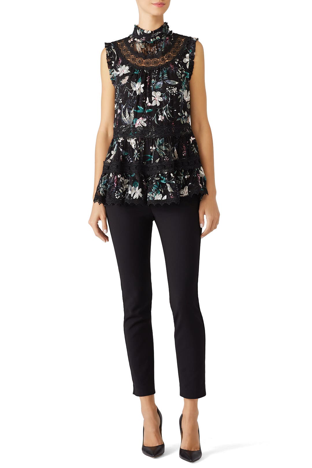 Black Botanical Top by kate spade new york | Rent the Runway