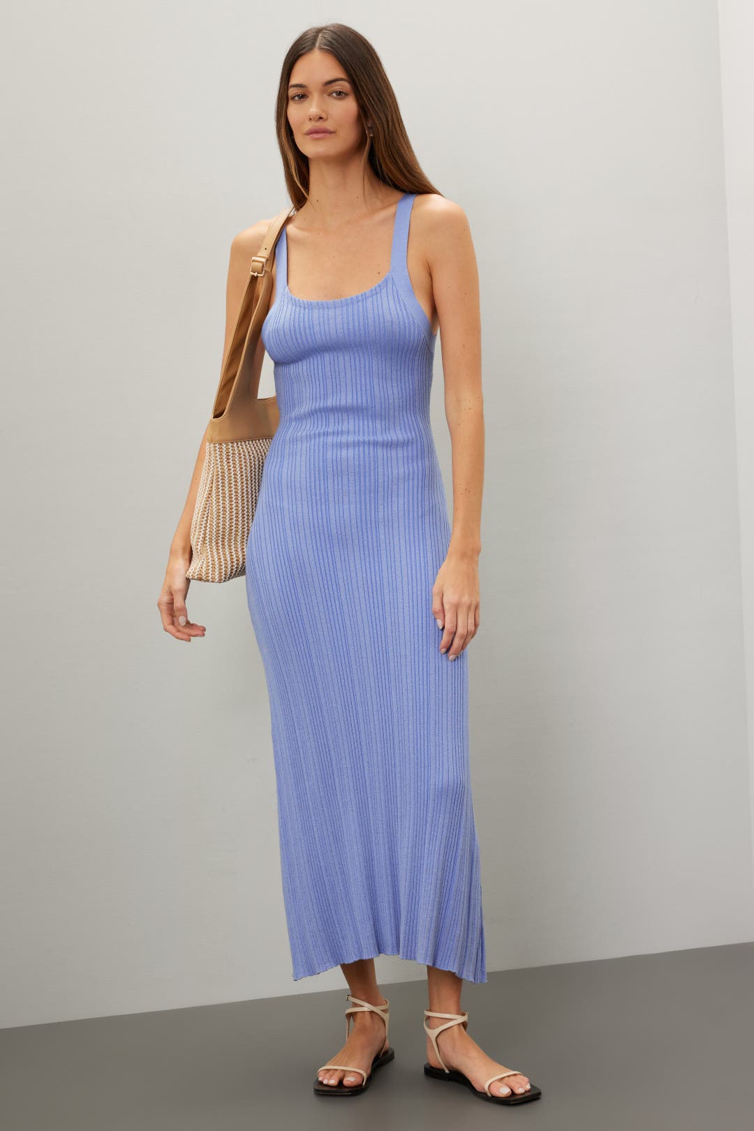Blue Knit Tank Dress by MAJESTIC FILATURES | Rent the Runway
