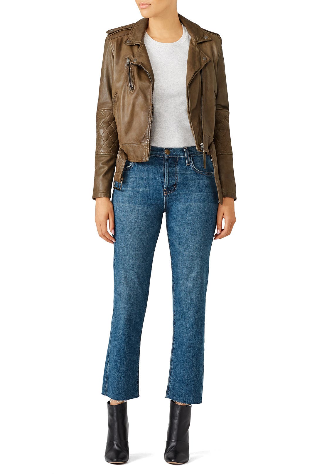 Olive Leather Jacket by Nicole Miller | Rent the Runway