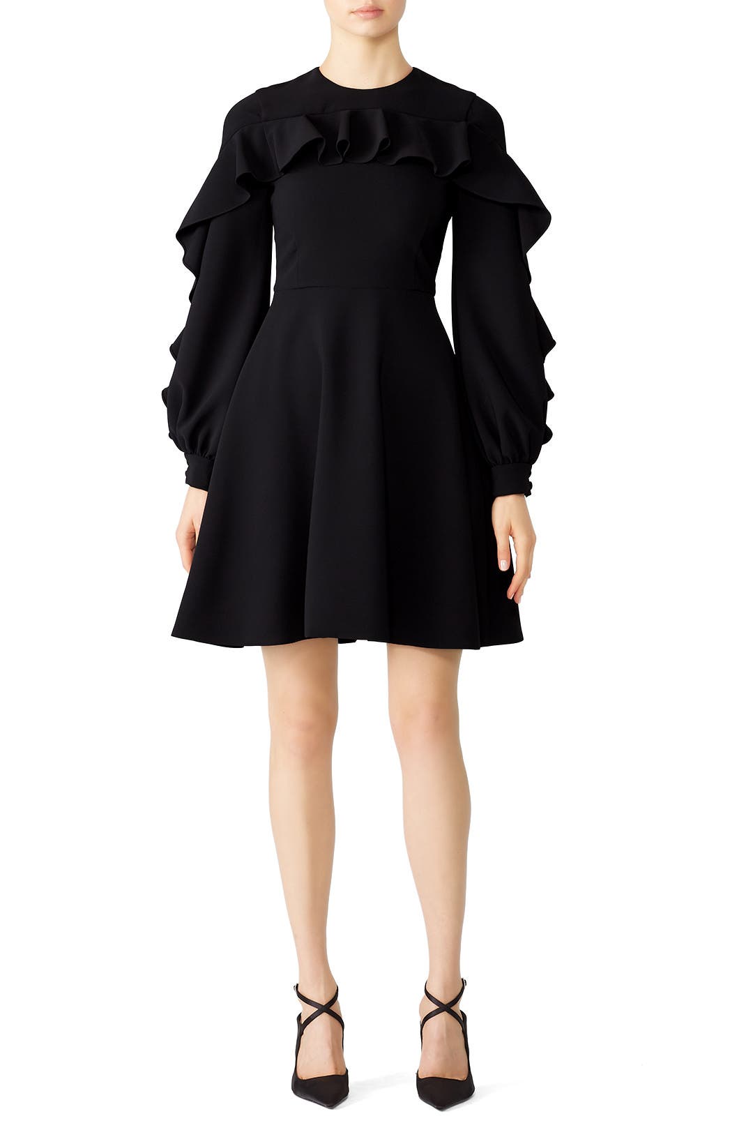 Black Front Ruffle Dress by Christian Siriano | Rent the Runway