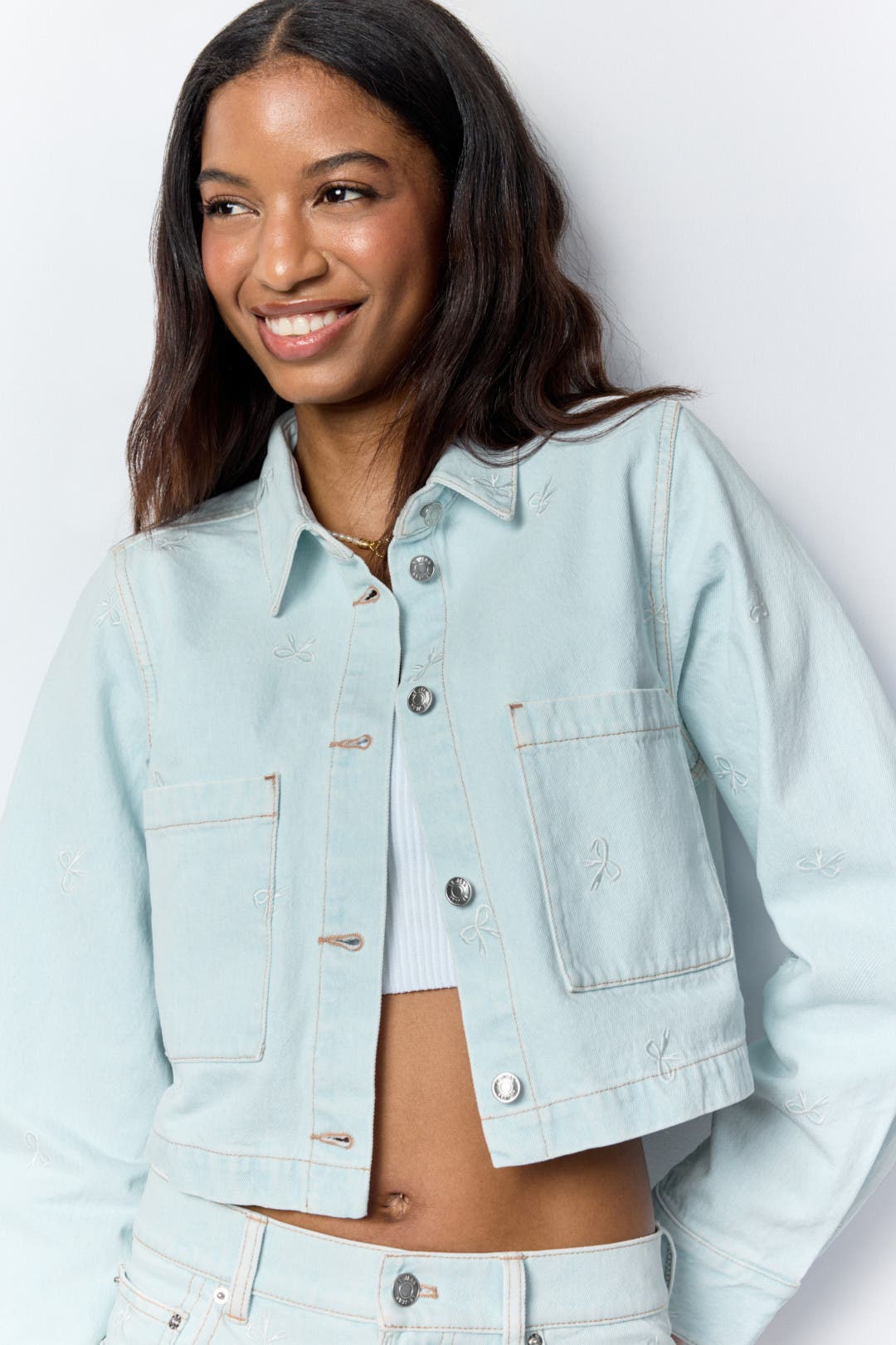 Bow Embroidered Overshirt by LE JEAN | Rent the Runway