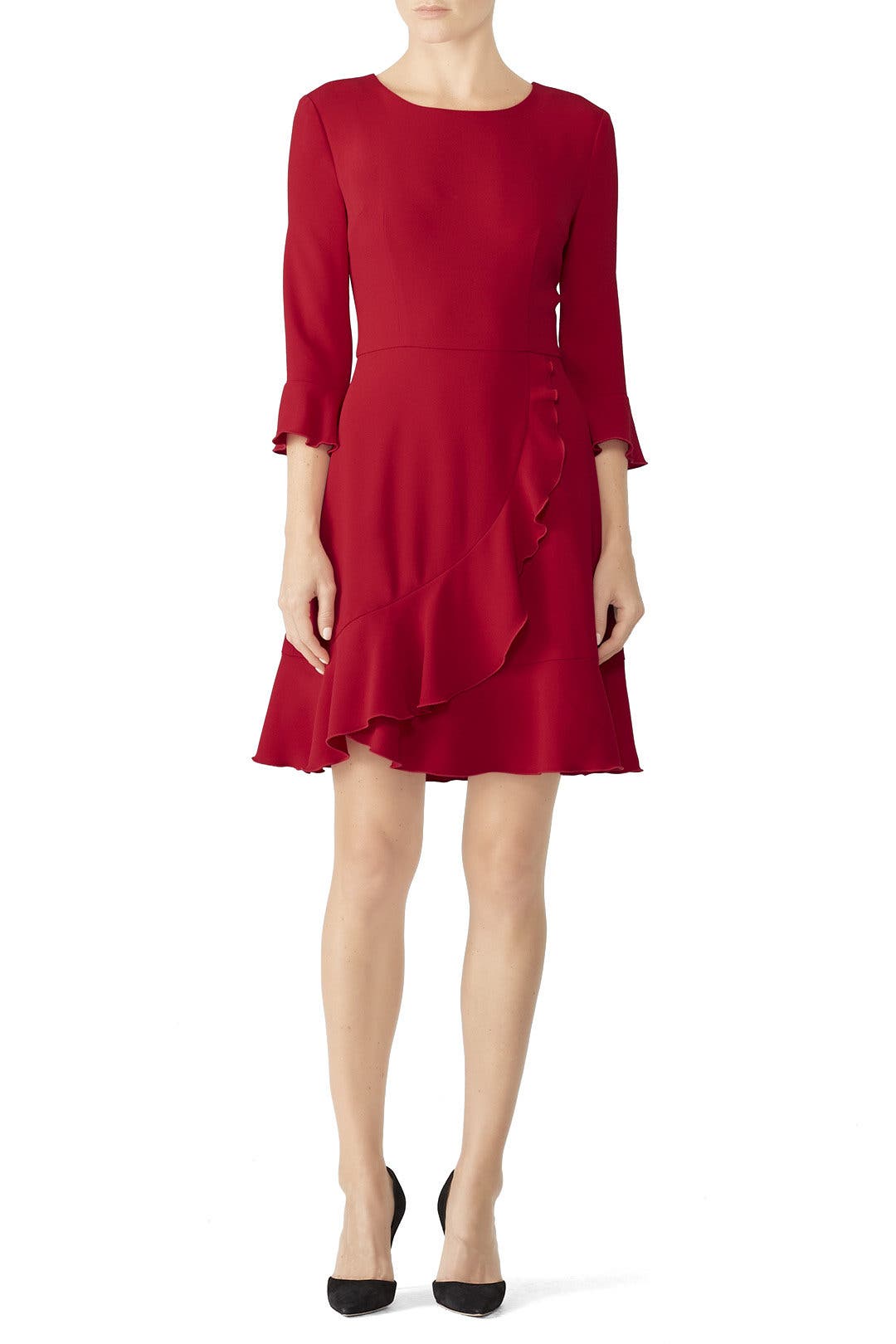 Crimson Red Ruffle Dress by Slate & Willow | Rent the Runway