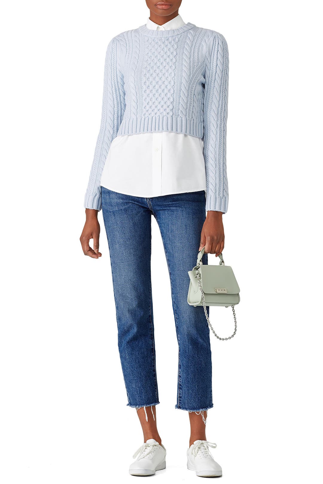 Cropped Cable Sweater by Milly | Rent the Runway