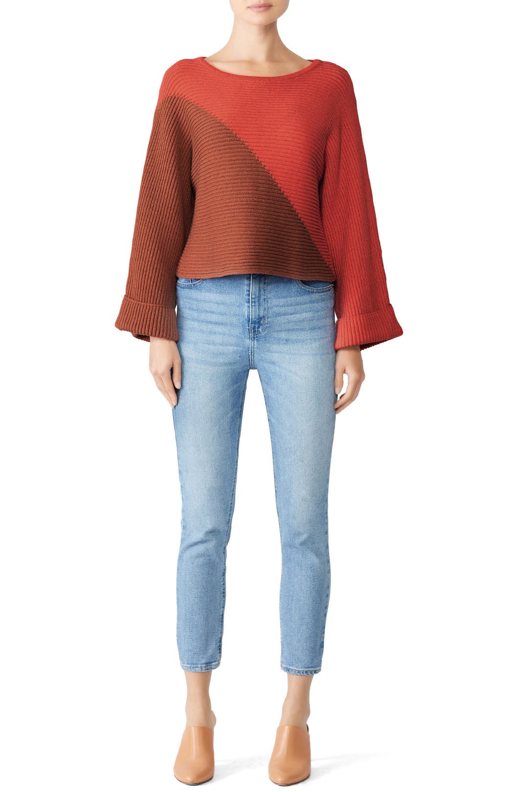 Red Colorblock Sweater by Slate & Willow | Rent the Runway