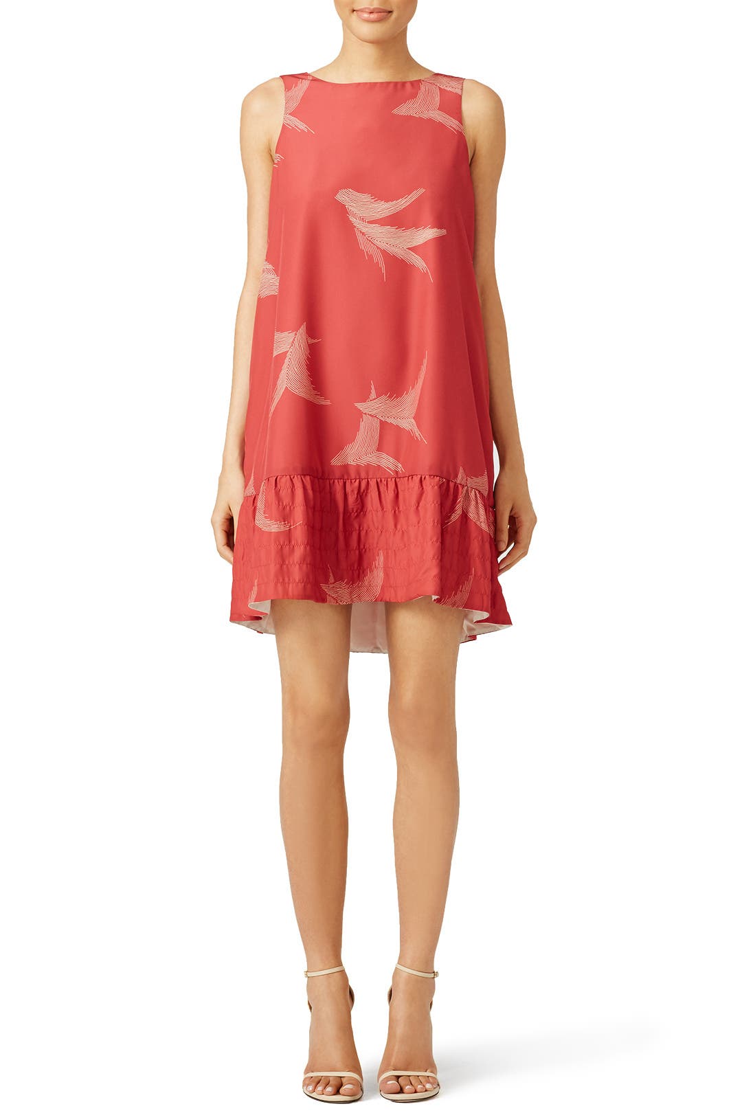 Coral Feather Ruffle Shift by Karen Zambos | Rent the Runway