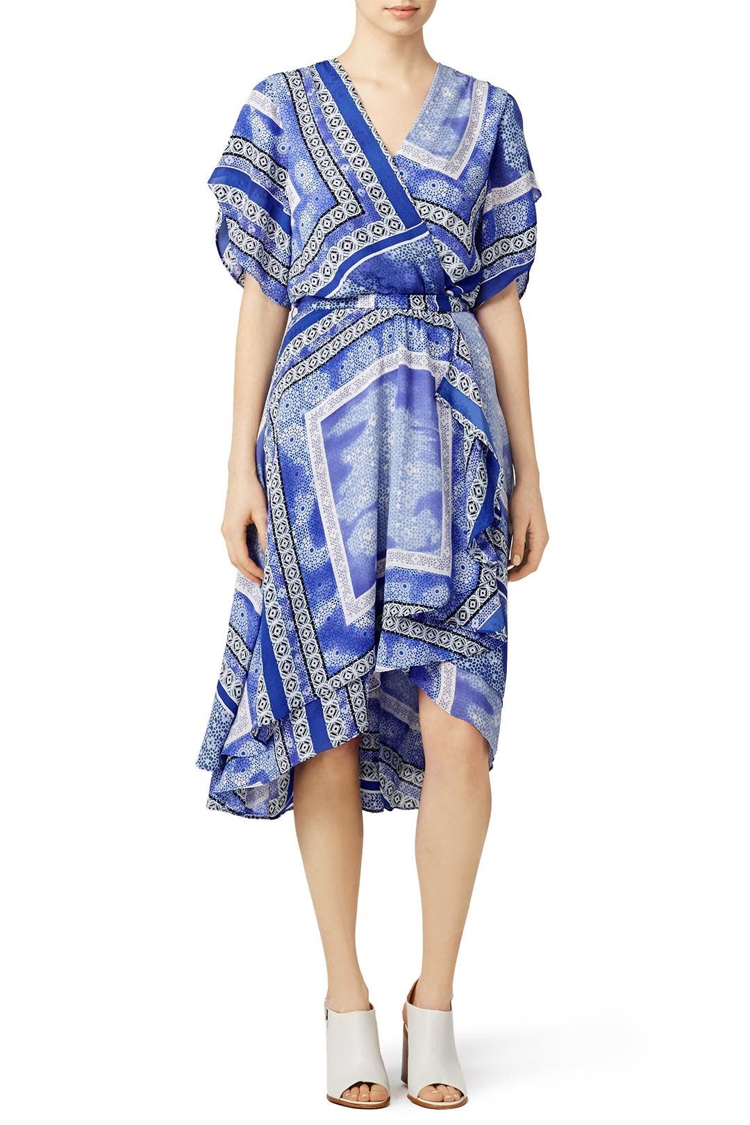 Blue Panel Wrap Dress by Parker | Rent the Runway