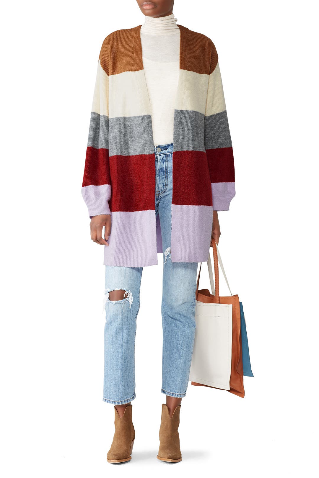 Multi Striped Cardigan by Moon River | Rent the Runway