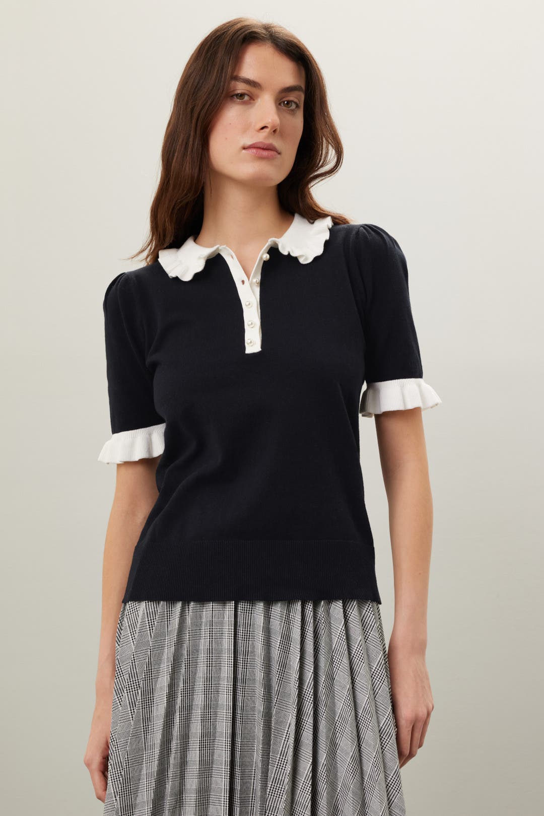 Ruffle Collar Polo by CeCe | Rent the Runway