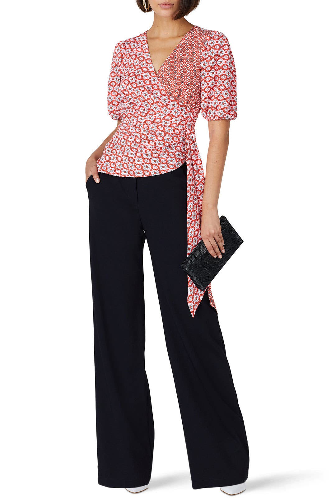 Printed Faux Wrap Top by Sachin & Babi | Rent the Runway