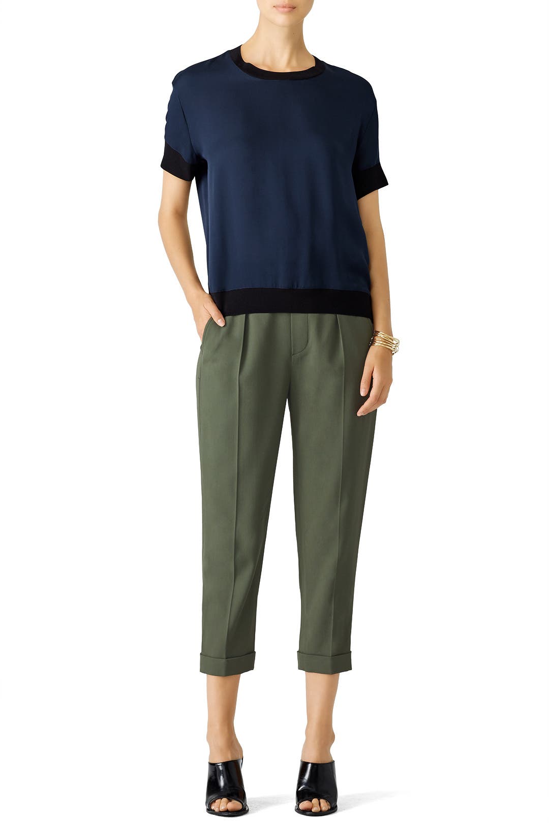 Contrast Rib Trimmed Top by VINCE. | Rent the Runway