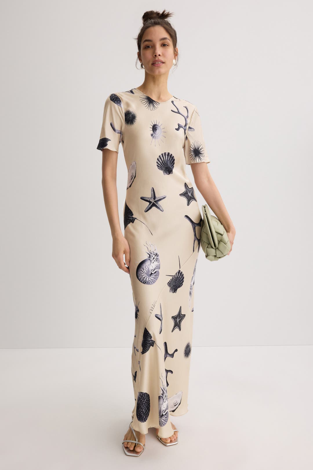 Seashells Short Sleeve Bias Dress by Silk Laundry | Rent the Runway