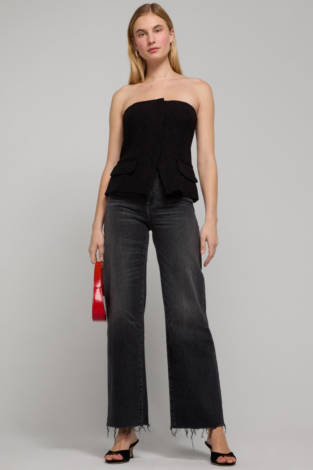 Grey Column Jeans by LE JEAN | Rent the Runway