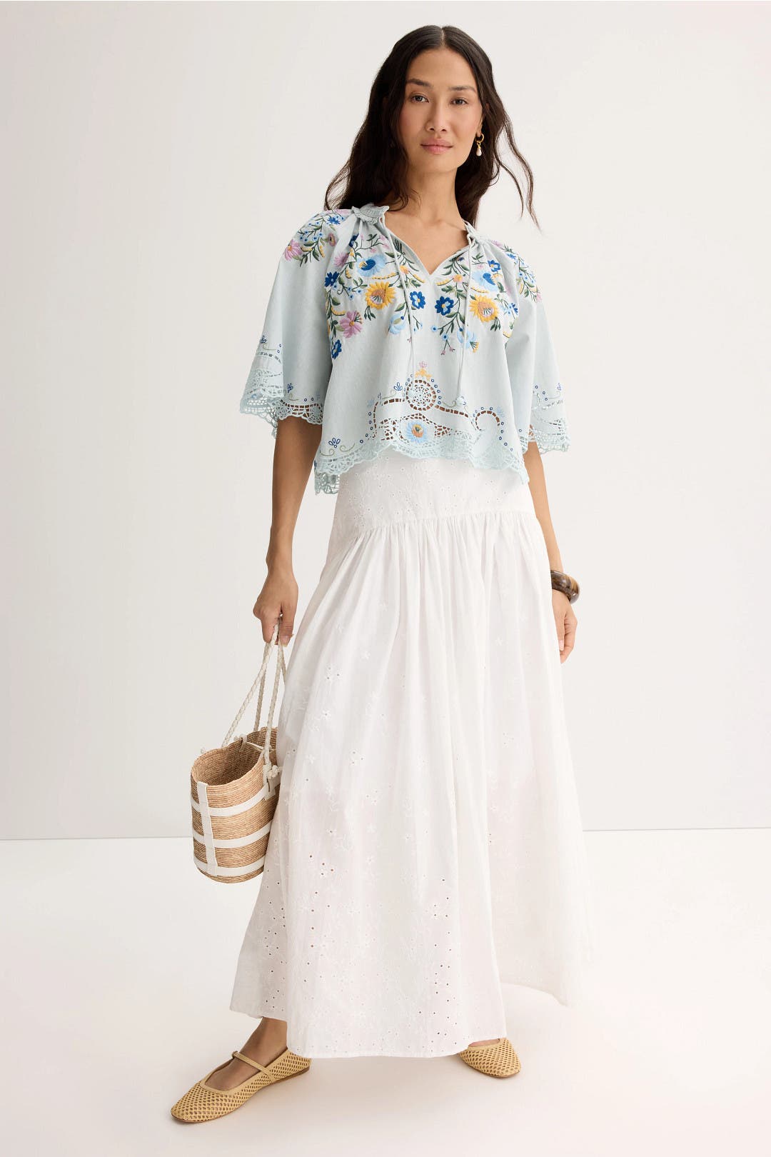 Celia Embroidered Short Sleeve Top by Sea New York | Rent the Runway