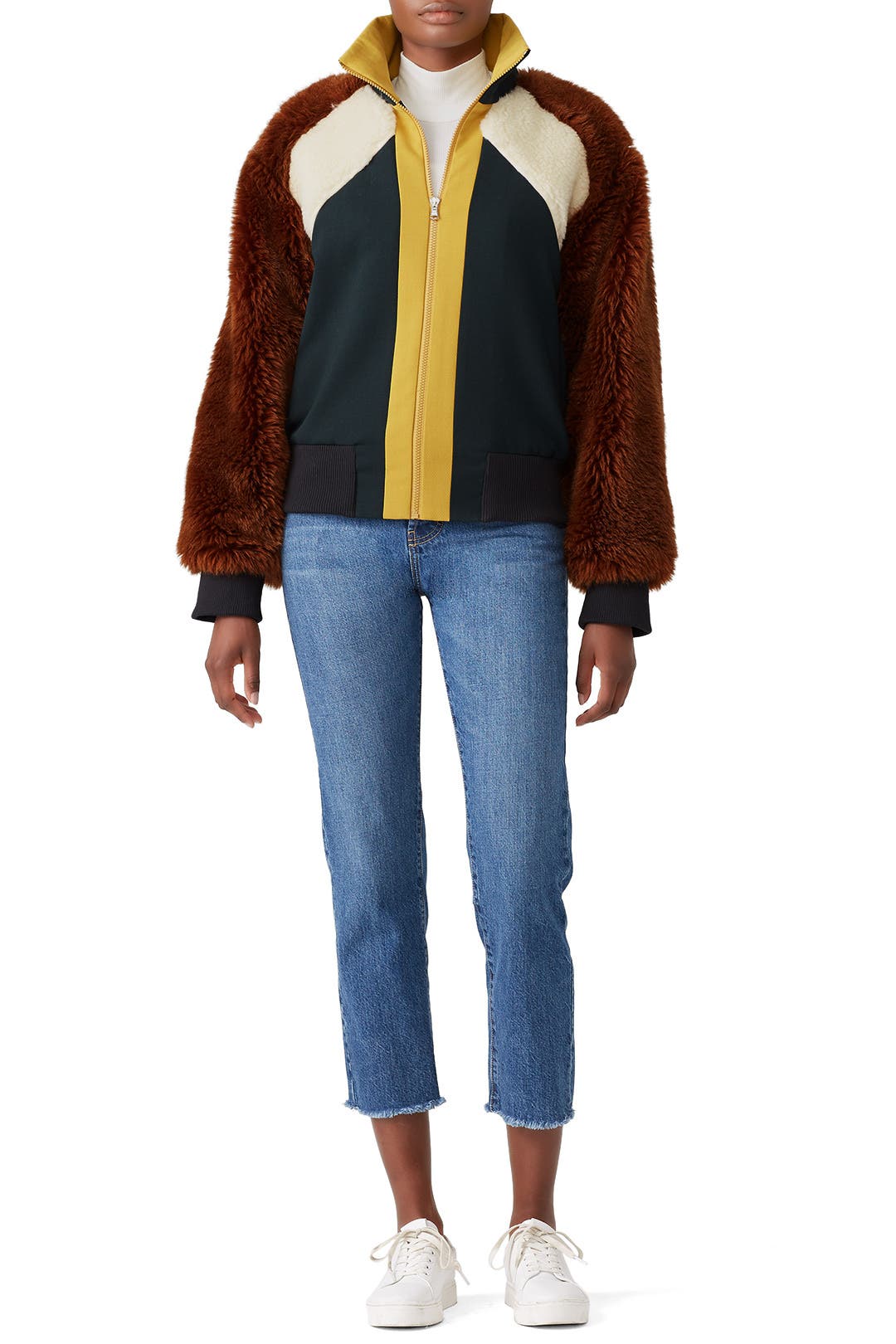 Combo Faux Fur Track Jacket by Sea New York | Rent the Runway