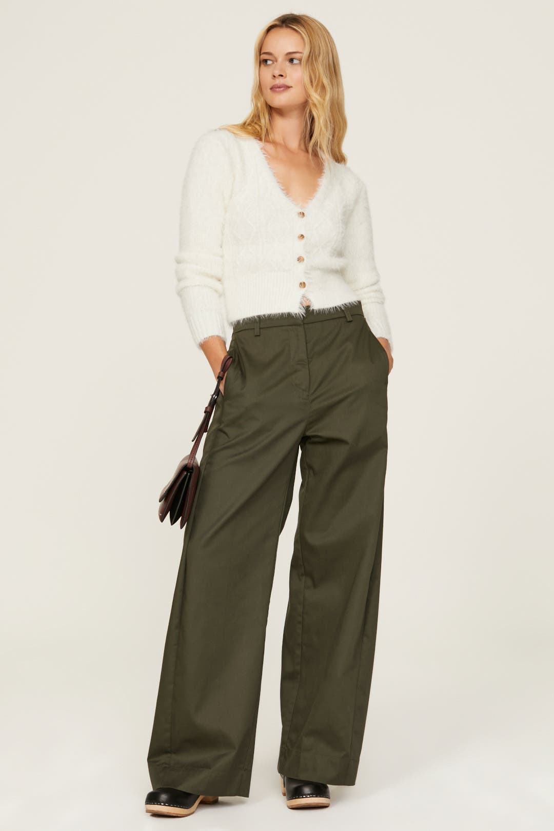 White Fuzzy Cardigan by Slate & Willow | Rent the Runway