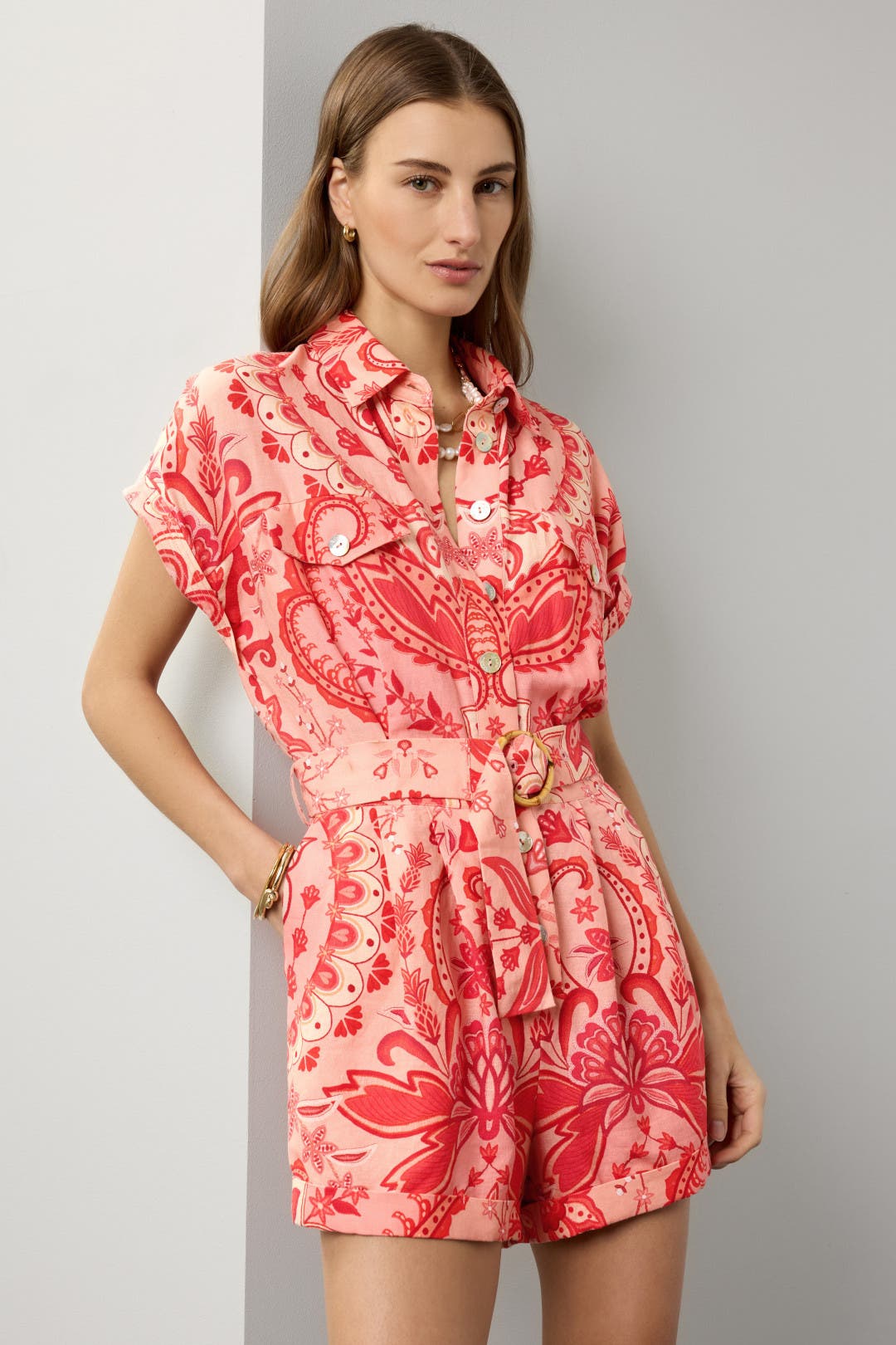 Jaipur Red Romper by FARM Rio | Rent the Runway