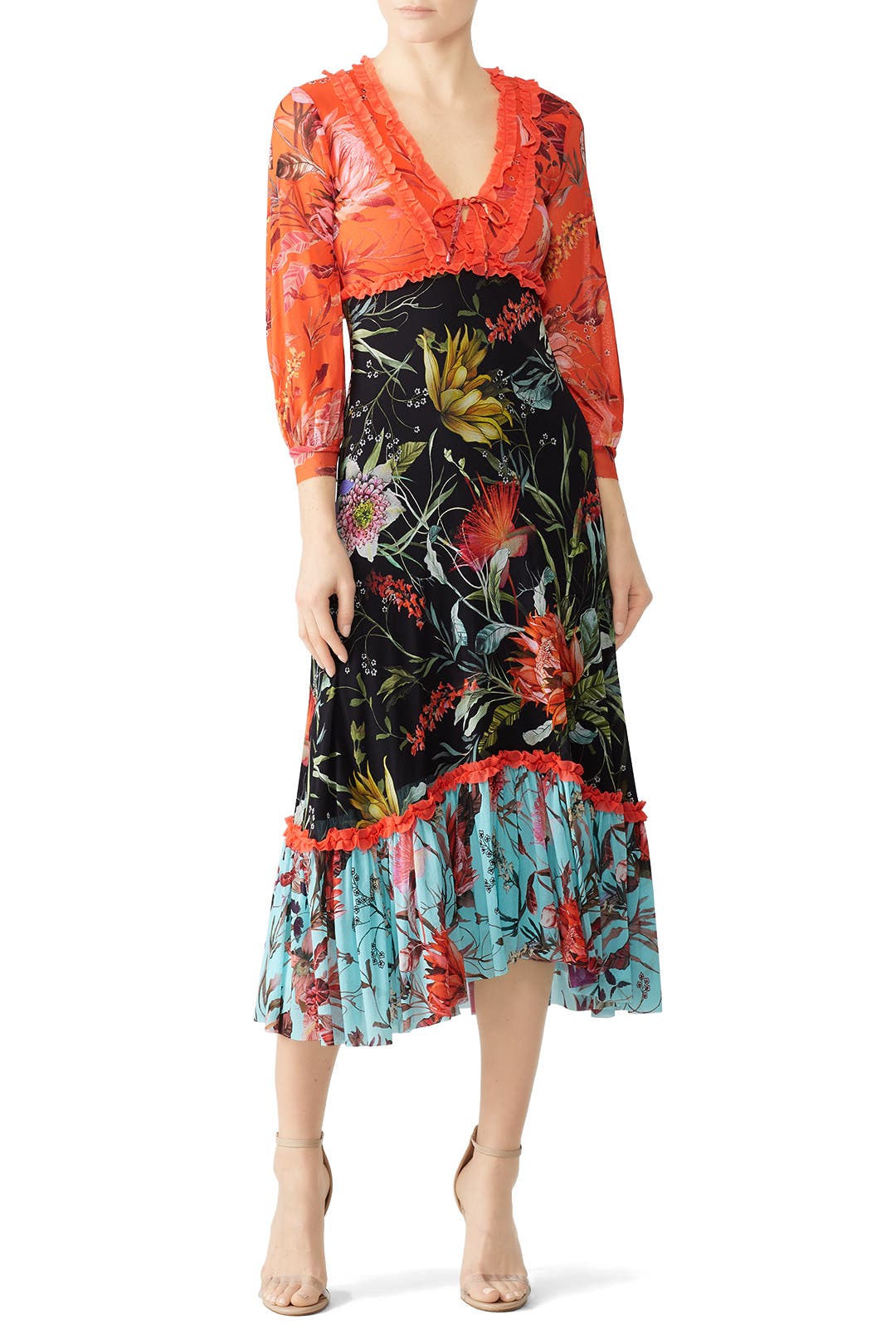 Floral Patchwork Midi Dress by Fuzzi | Rent the Runway