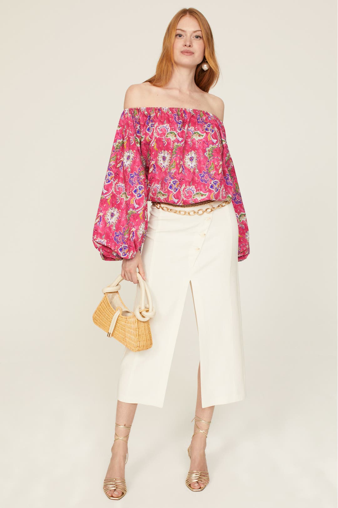 Pink Paisley Andros Top by CAROLINE CONSTAS | Rent the Runway