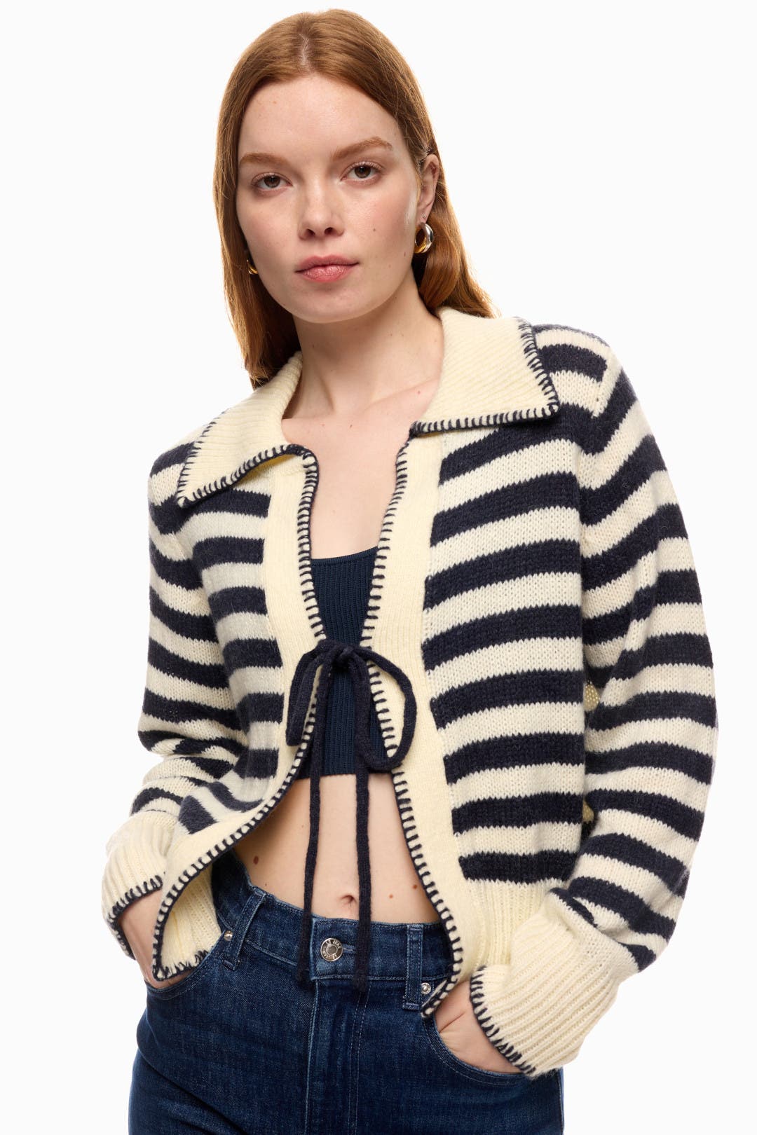Striped Sailor Cardigan by Moon River | Rent the Runway