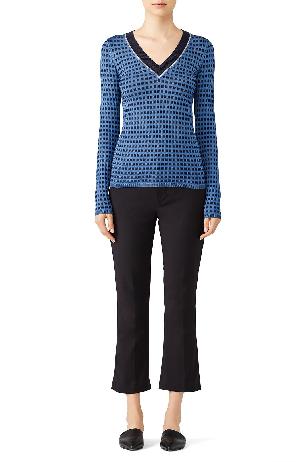 Blue Printed Sweater by Diane von Furstenberg | Rent the Runway