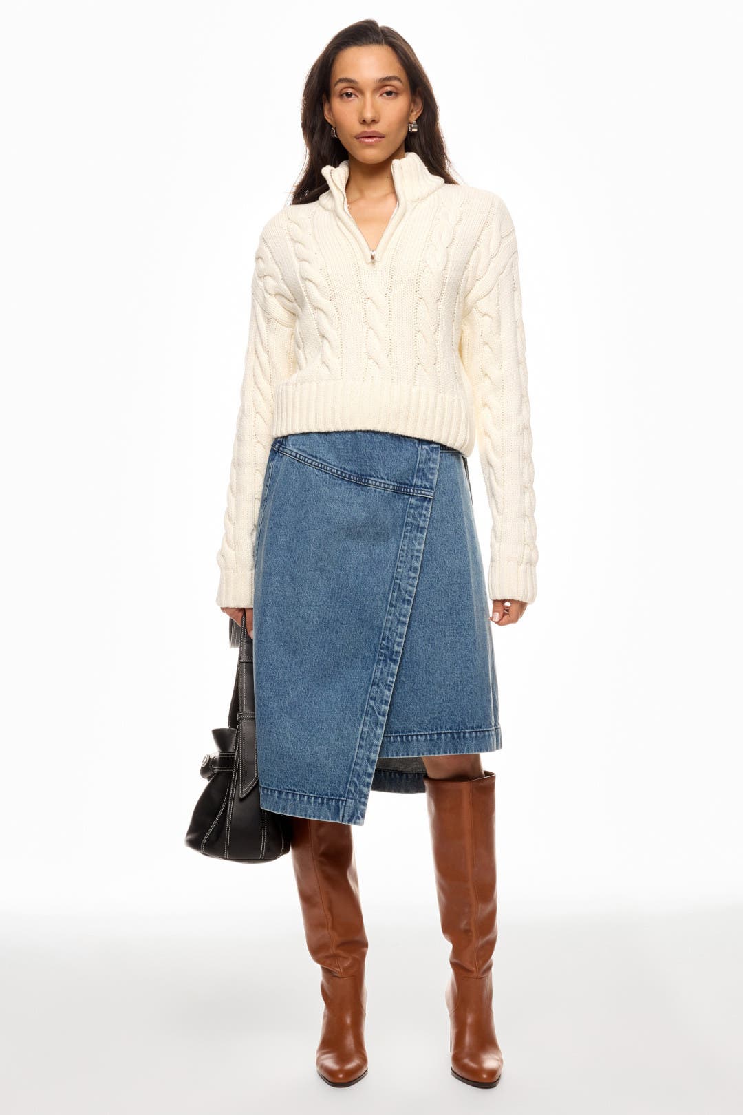 Half Zip Up Cable Knit Sweater by English Factory | Rent the Runway