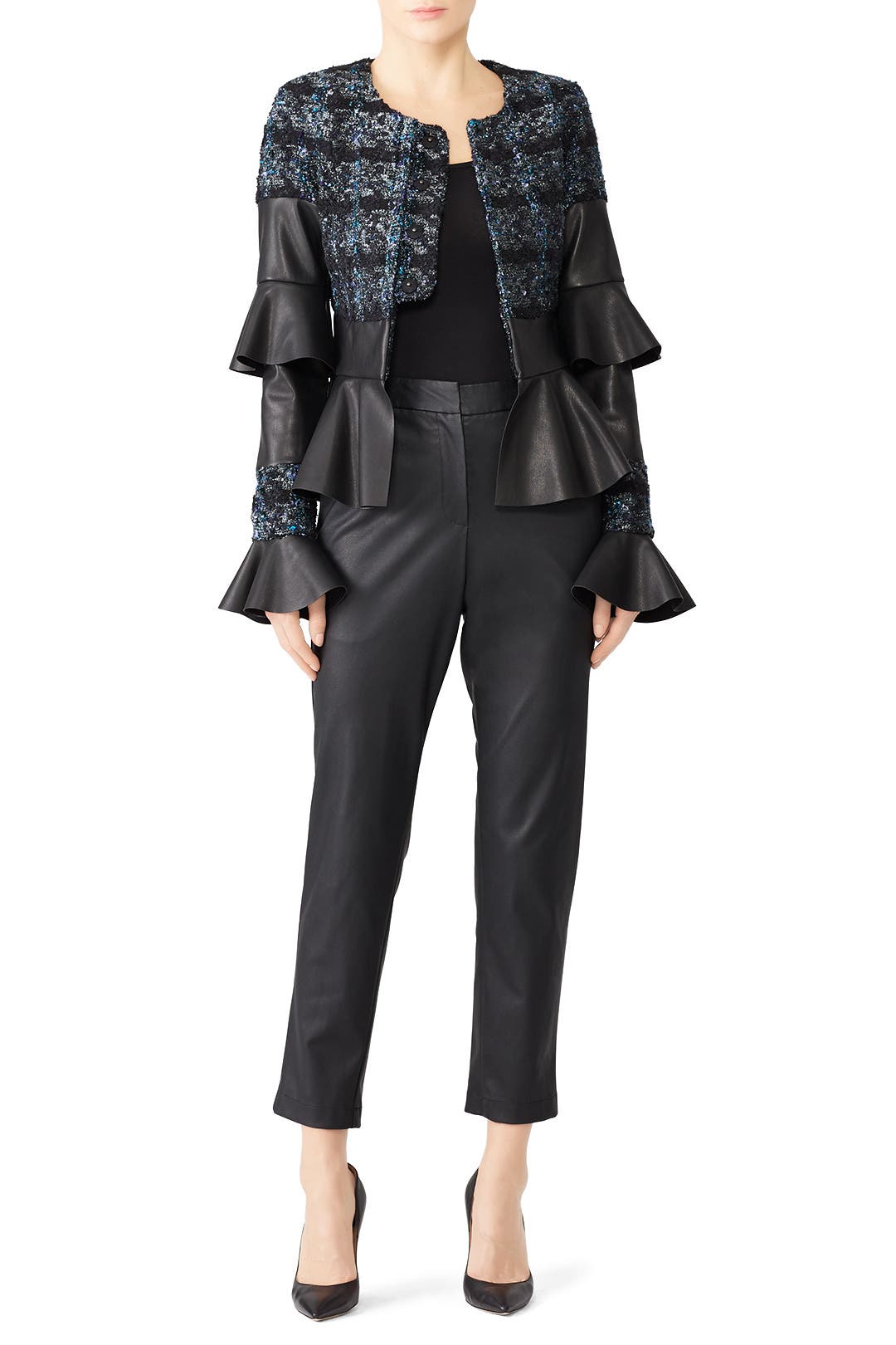 Ohio Faux Leather Tweed Jacket by Deborah Lyons | Rent the Runway