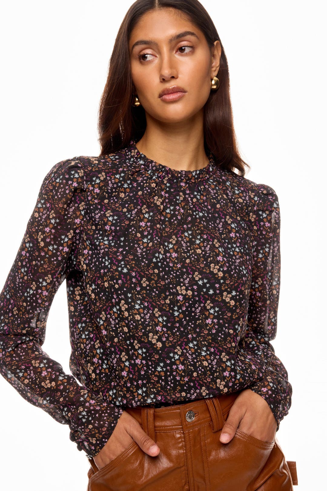 Printed Ruffle Neck Blouse by Peter Som x RTR | Rent the Runway