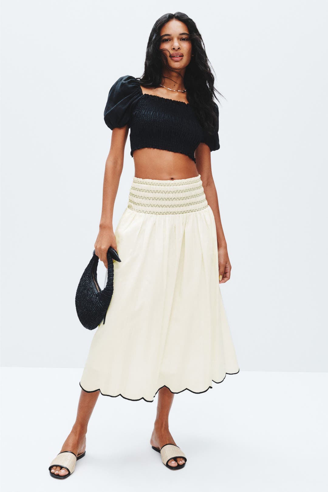 Elsa Smocked Waist Midi Skirt by Fifteen Twenty | Rent the Runway
