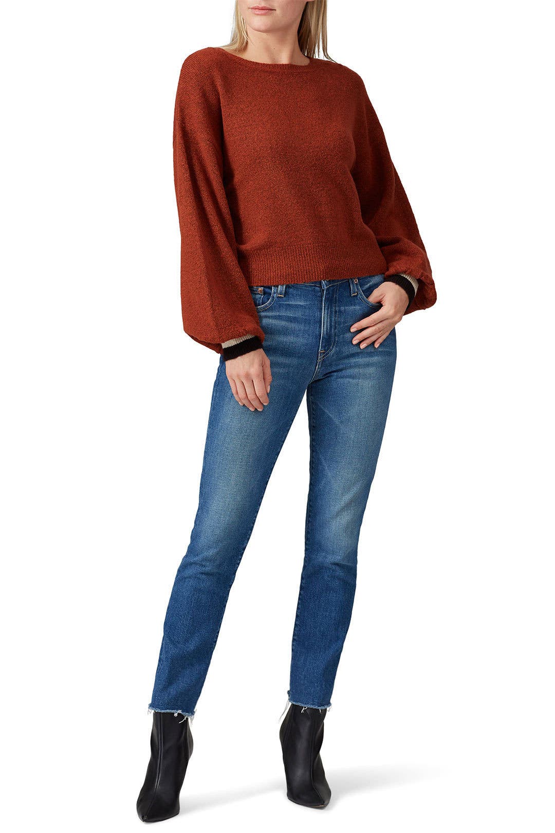 Red Striped Cuff Sweater by Louna | Rent the Runway