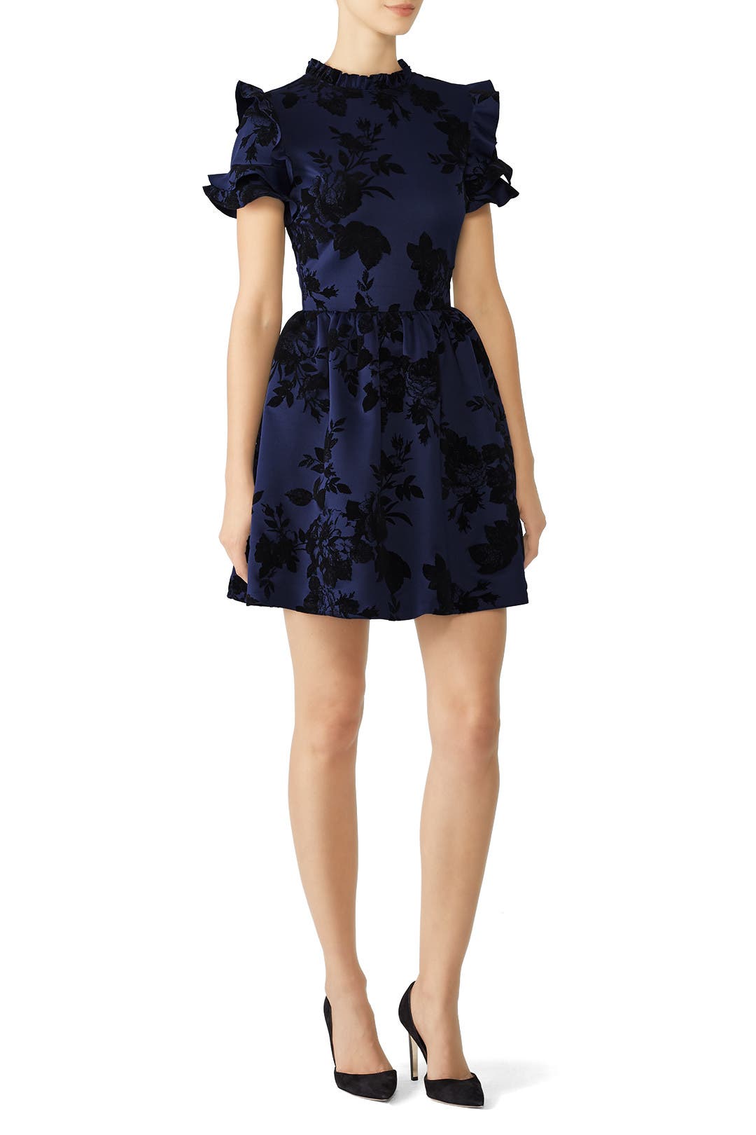 Floral Navy Ruffle Dress by Slate & Willow | Rent the Runway