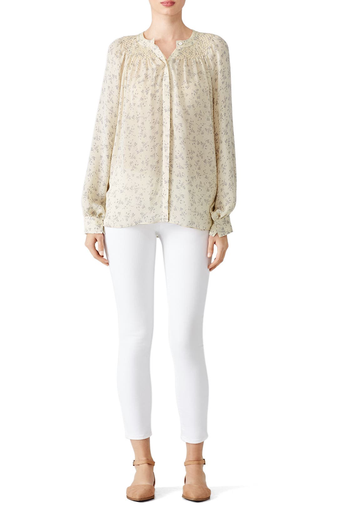 Printed Two Tone Button Down by VINCE. | Rent the Runway