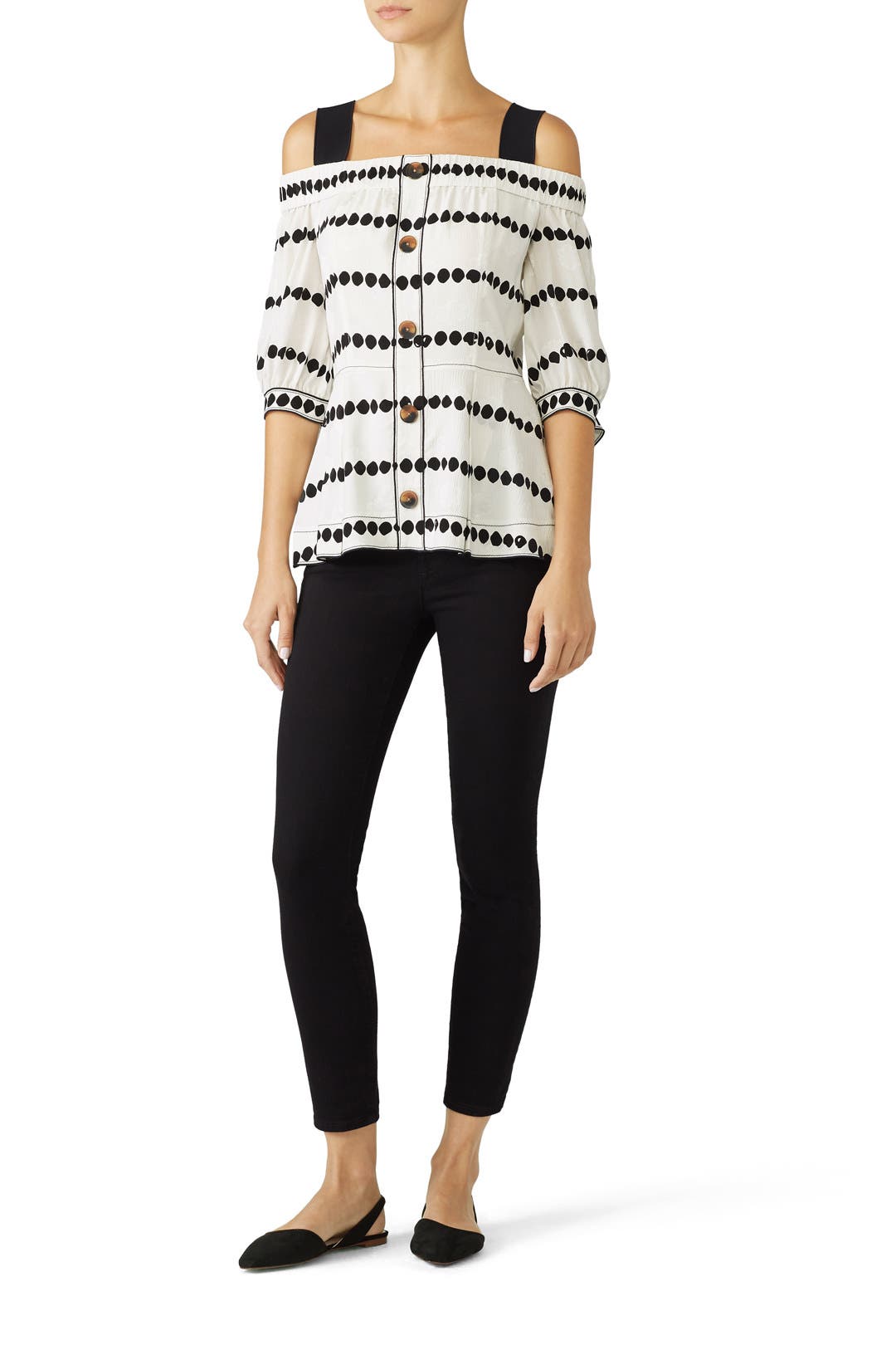 Soft White Dotted Top by Derek Lam 10 Crosby | Rent the Runway