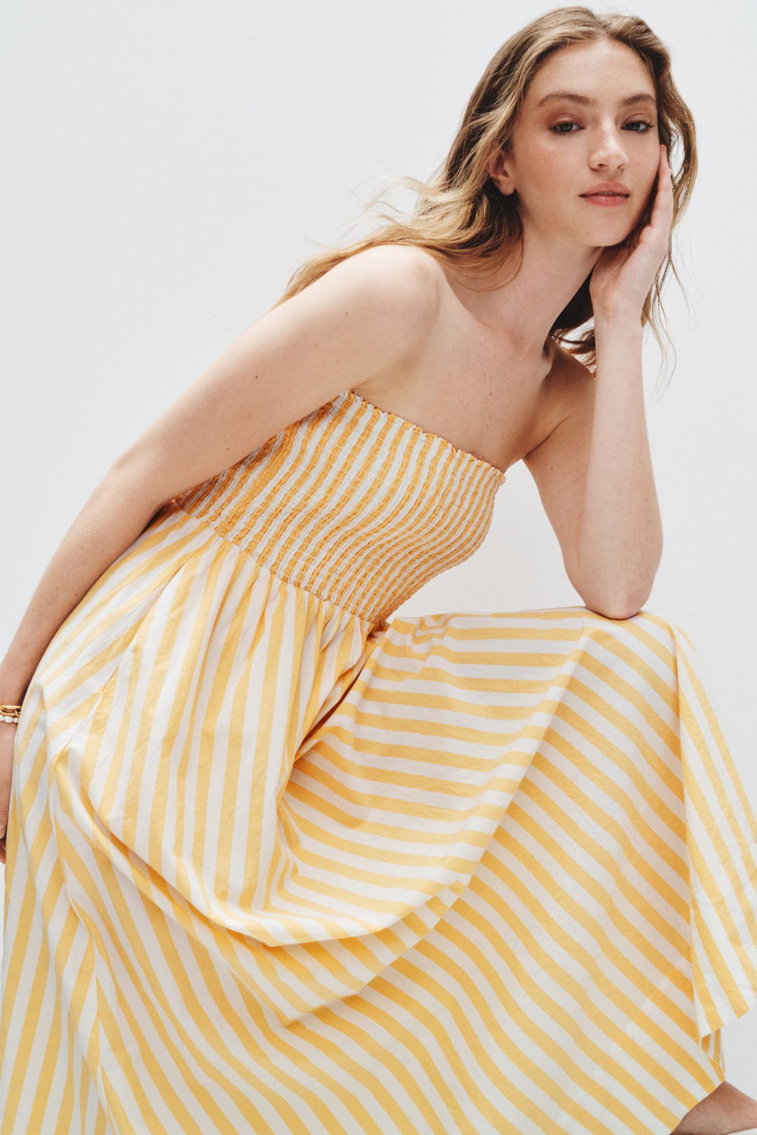 Smocked Strapless Dress by Marine Layer | Rent the Runway