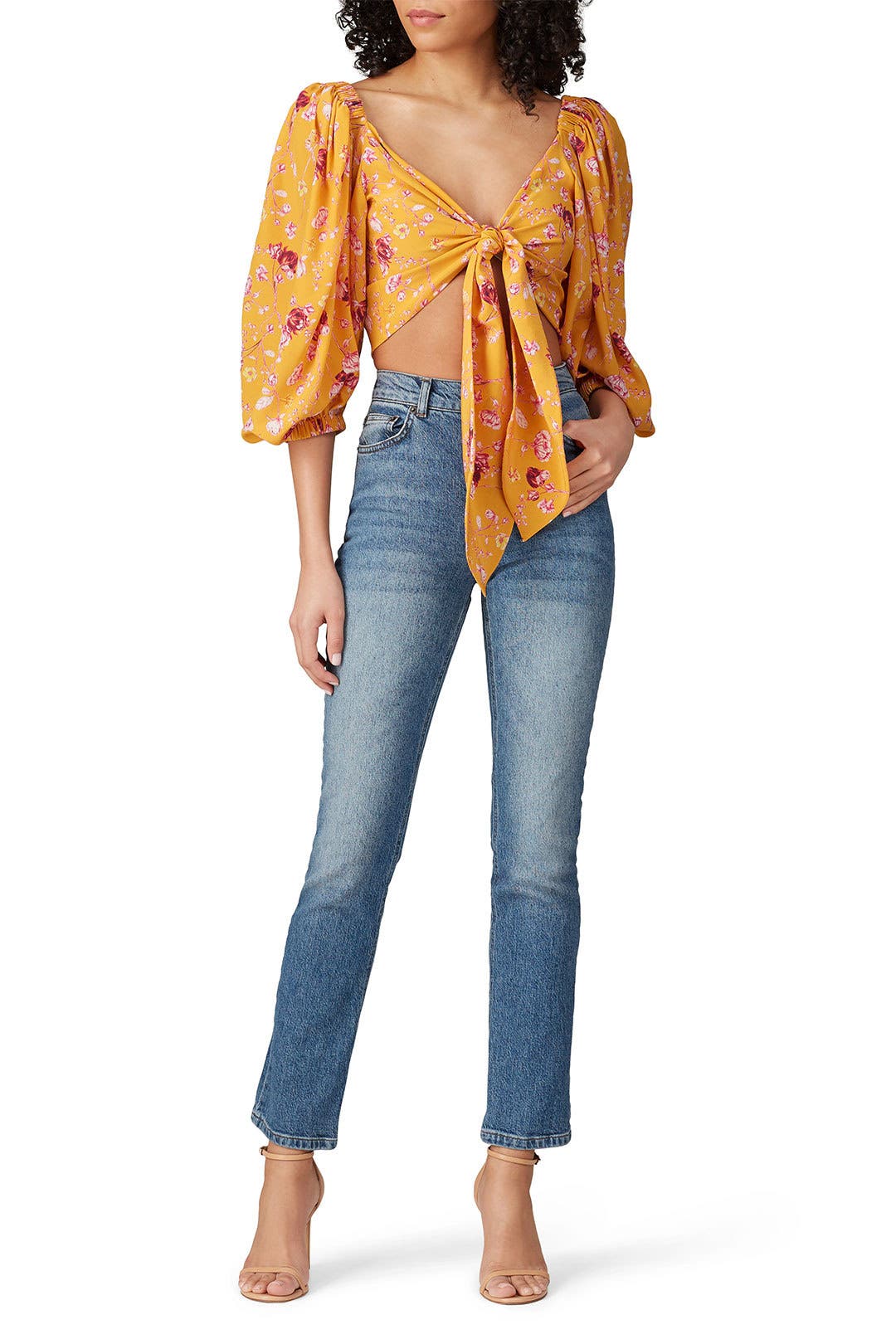 Yellow Floral Crop Top By Chelsea And Walker Rent The Runway