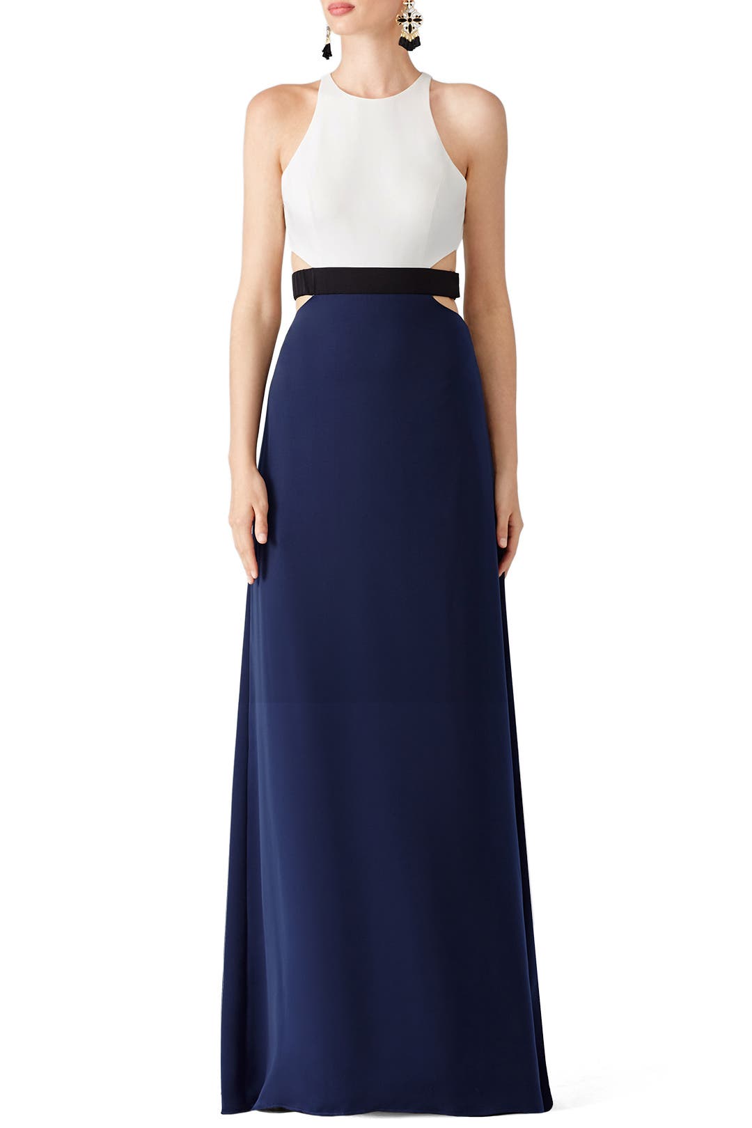Navy Colorblock Gown by HALSTON | Rent the Runway
