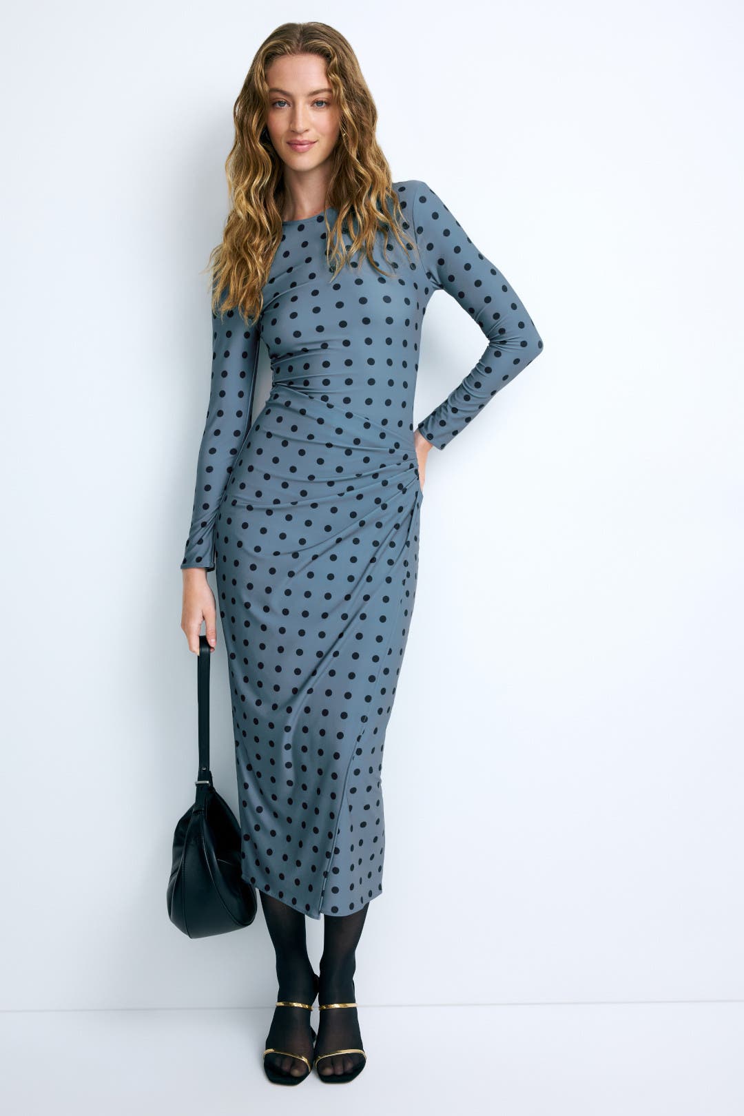 Polka Dot Draped Pencil Dress by ARIAS NEW YORK | Rent the Runway