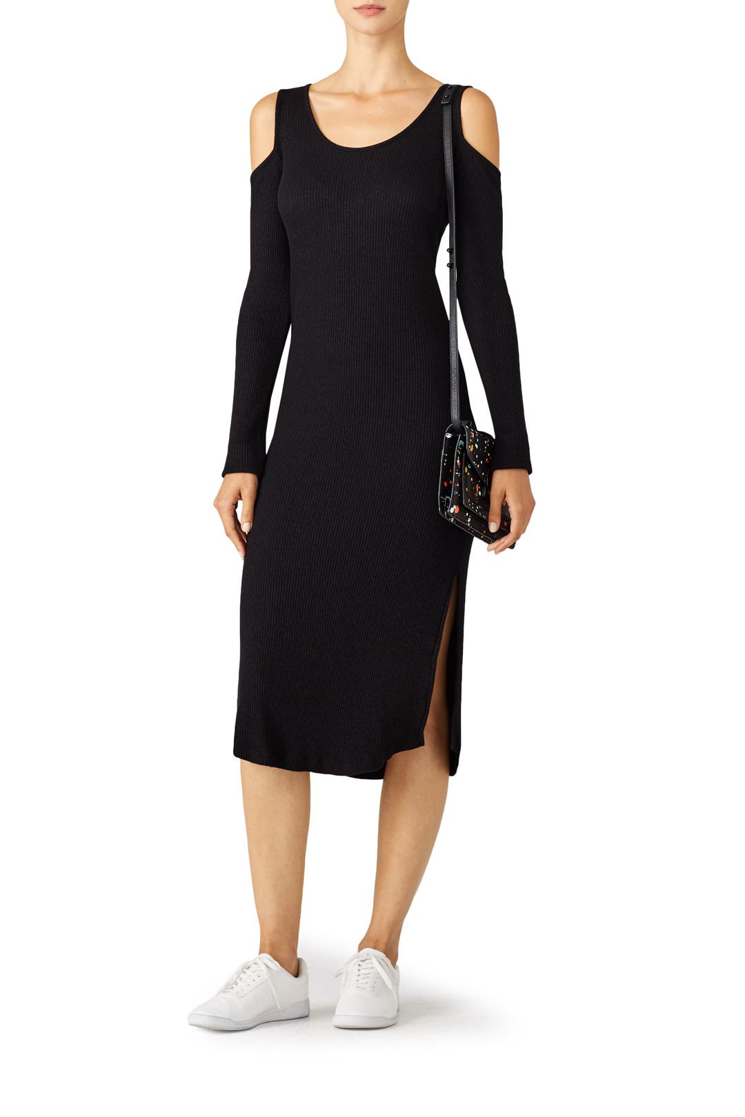 Black Ribbed Dress by MONROW | Rent the Runway