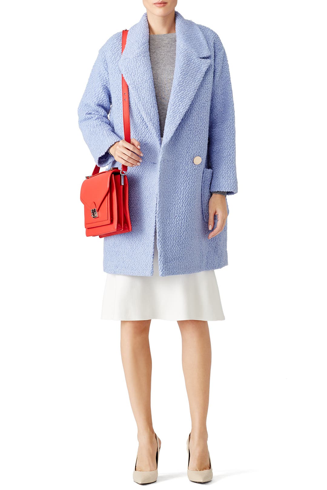 Powder Blue Oversized Boucle Coat by English Factory | Rent the Runway