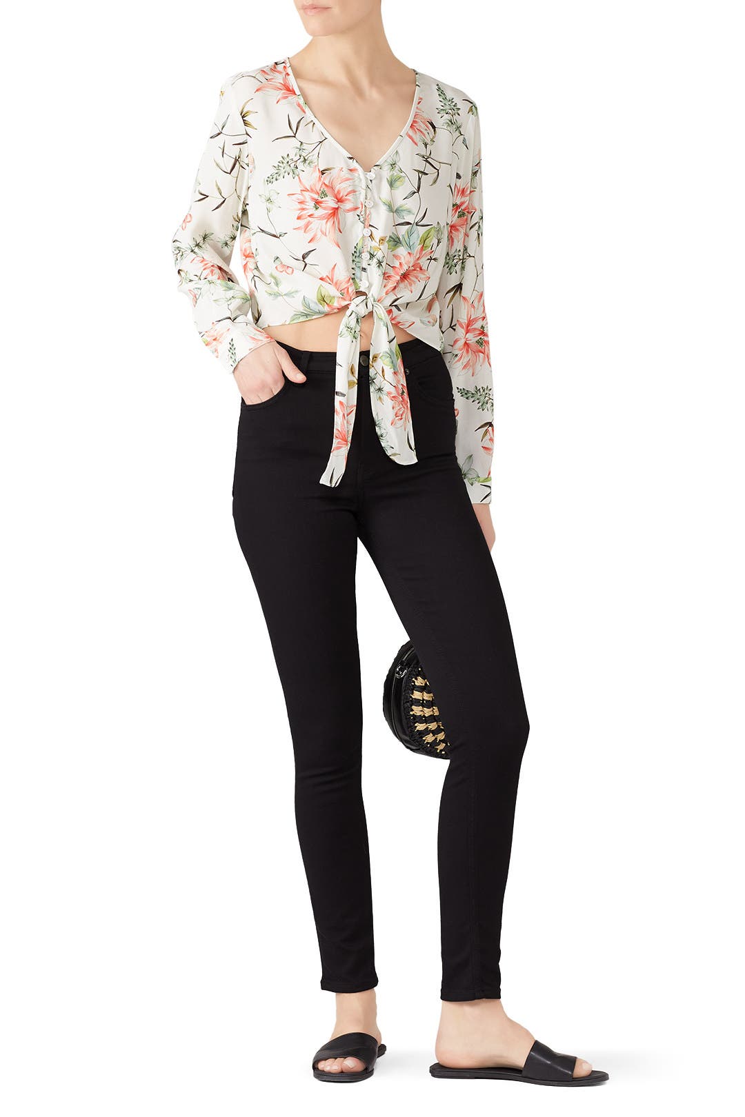 Button Up Tie Front Top by Fifteen Twenty | Rent the Runway