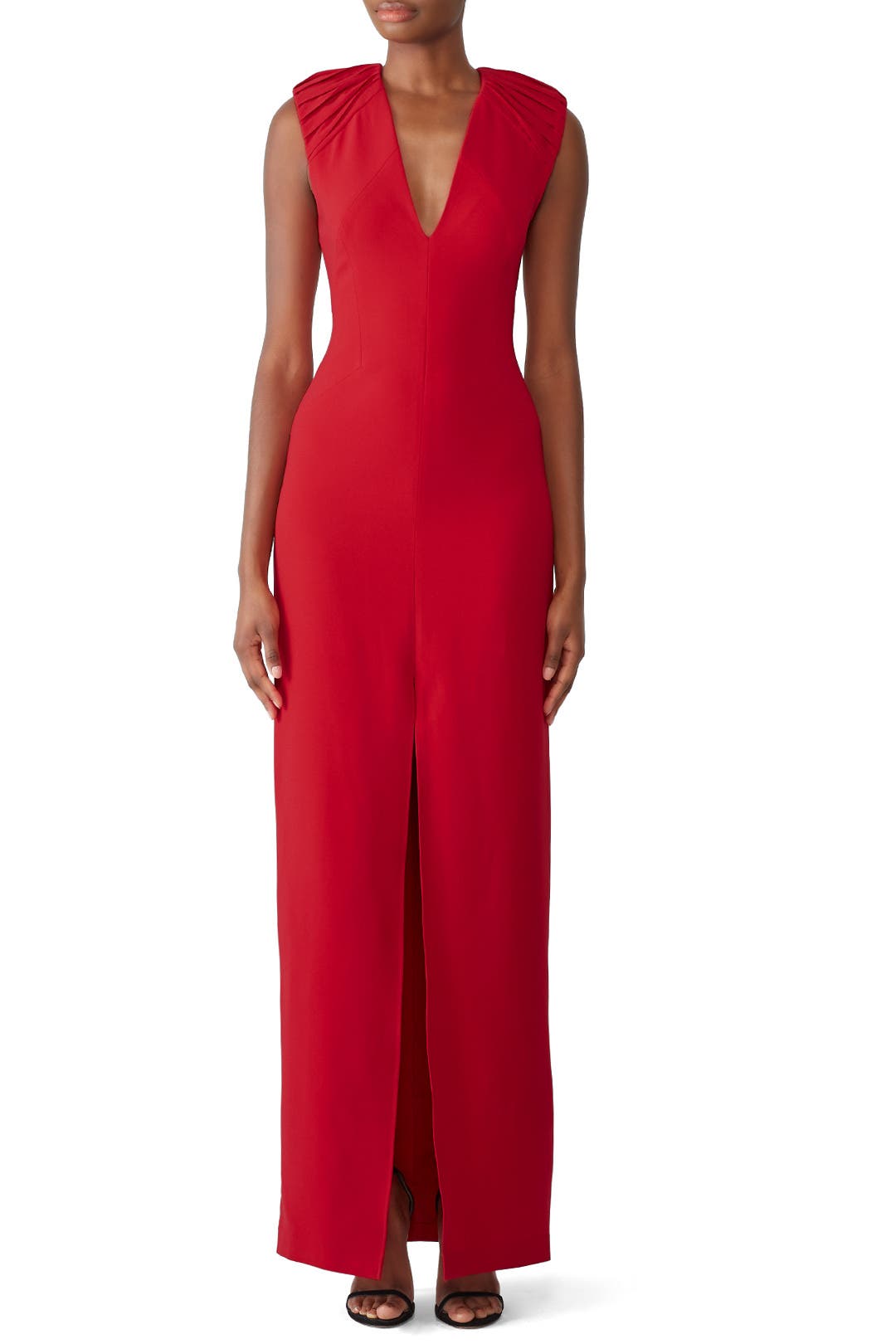 Red Front Slit Gown by HALSTON | Rent the Runway