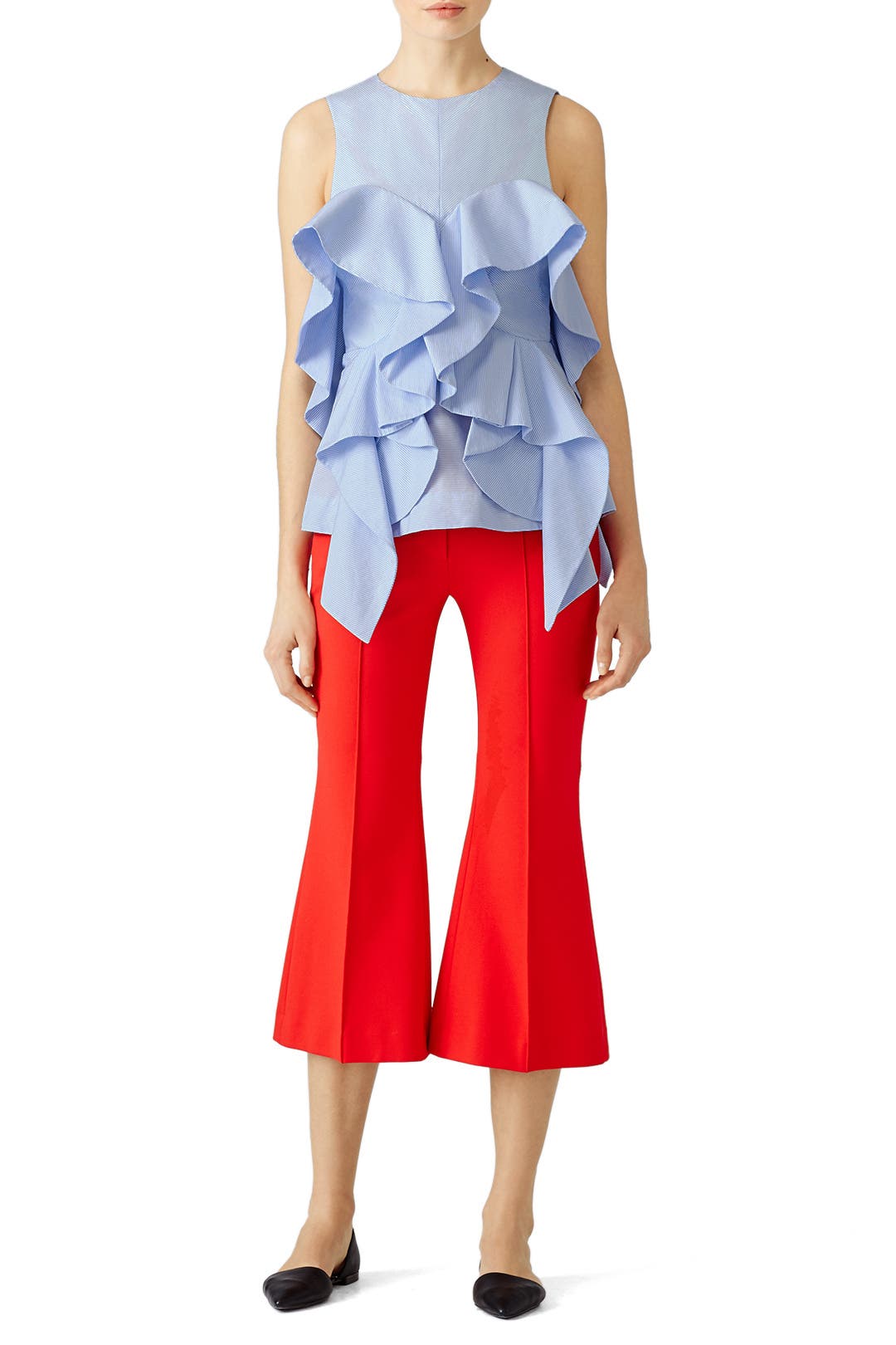 Blue Rowe Ruffle Top by Acler | Rent the Runway