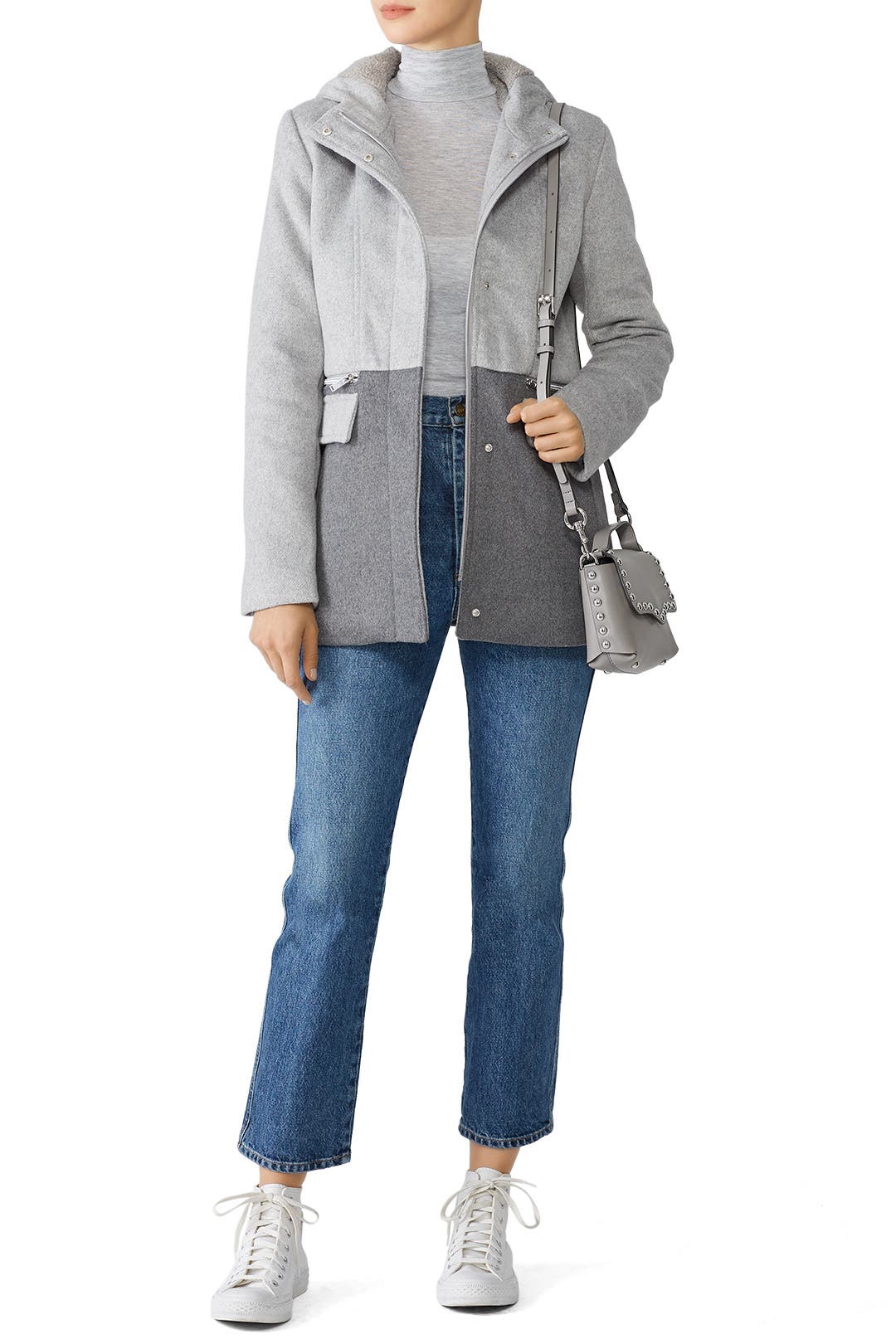 Grey Colorblock Coat by Slate & Willow | Rent the Runway