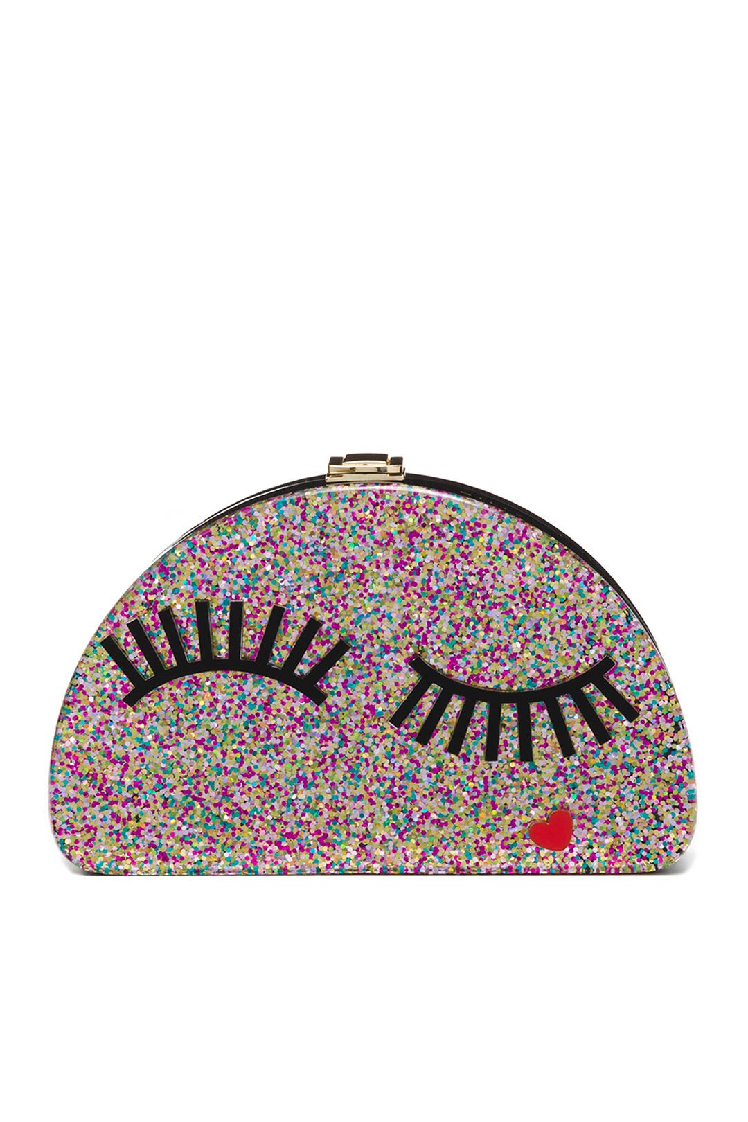 Glitter Eyelash Half Moon Clutch by Milly Handbags | Rent the Runway