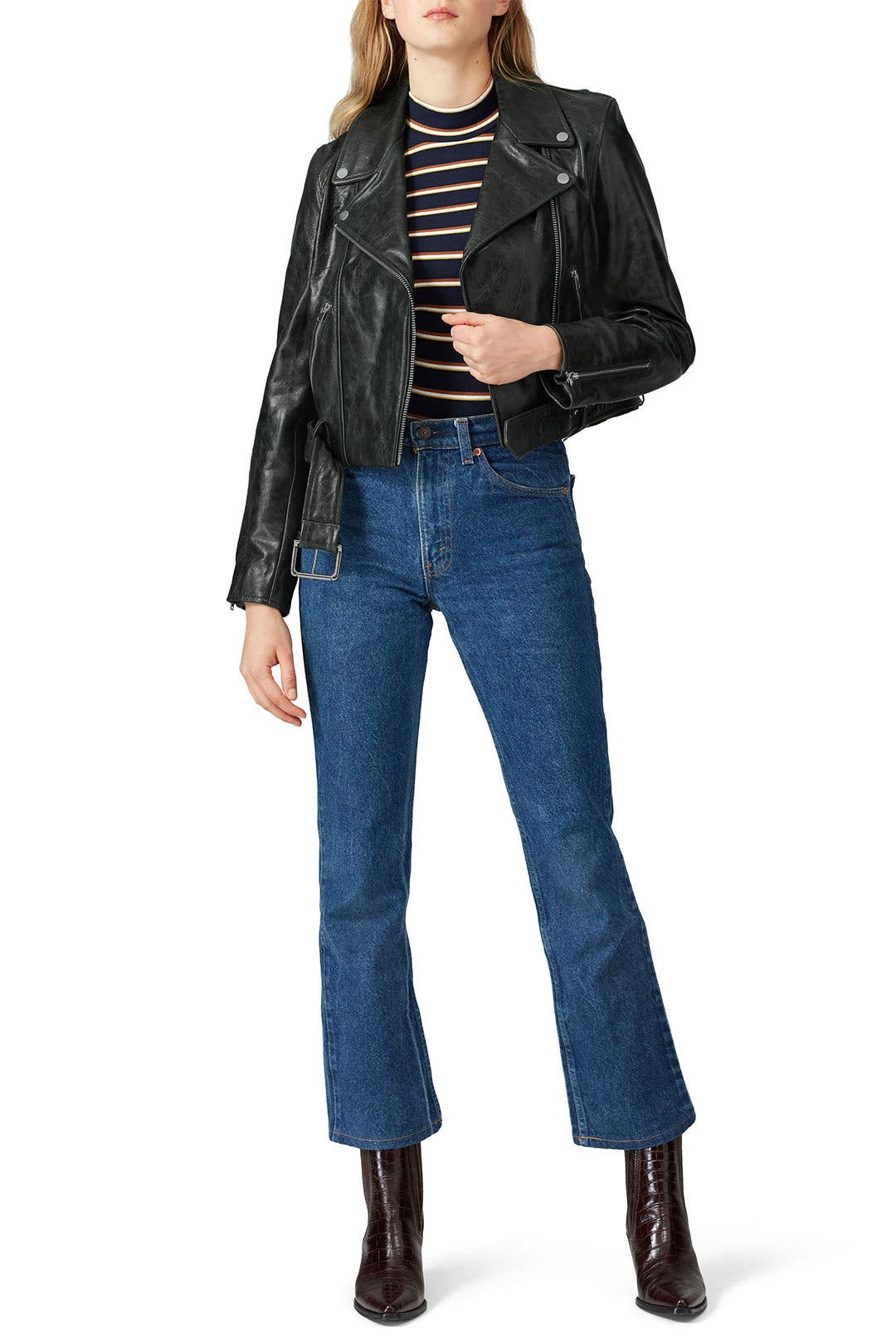 Cropped Leather Moto Jacket by J.Crew | Rent the Runway